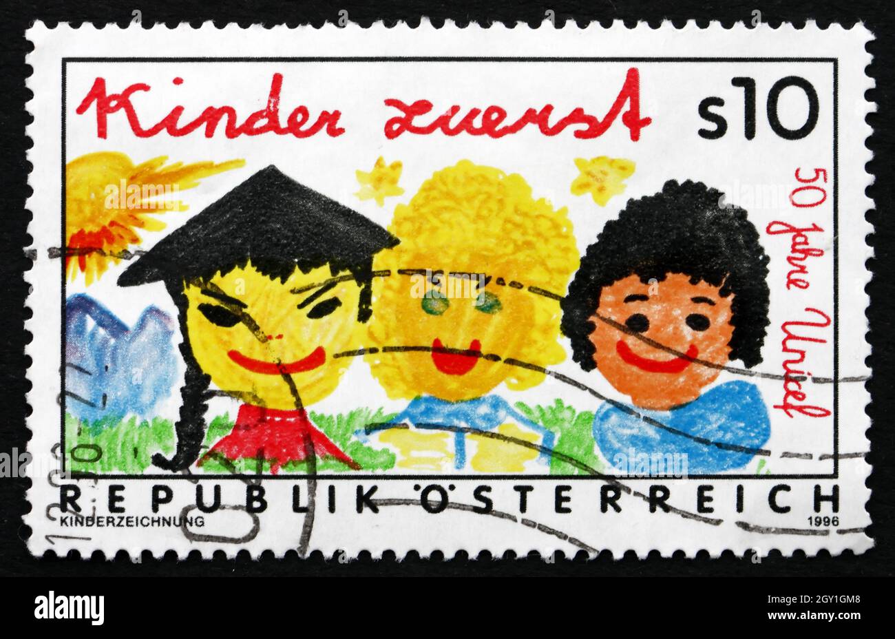 AUSTRIA - CIRCA 1996: a stamp printed in the Austria shows Children ...