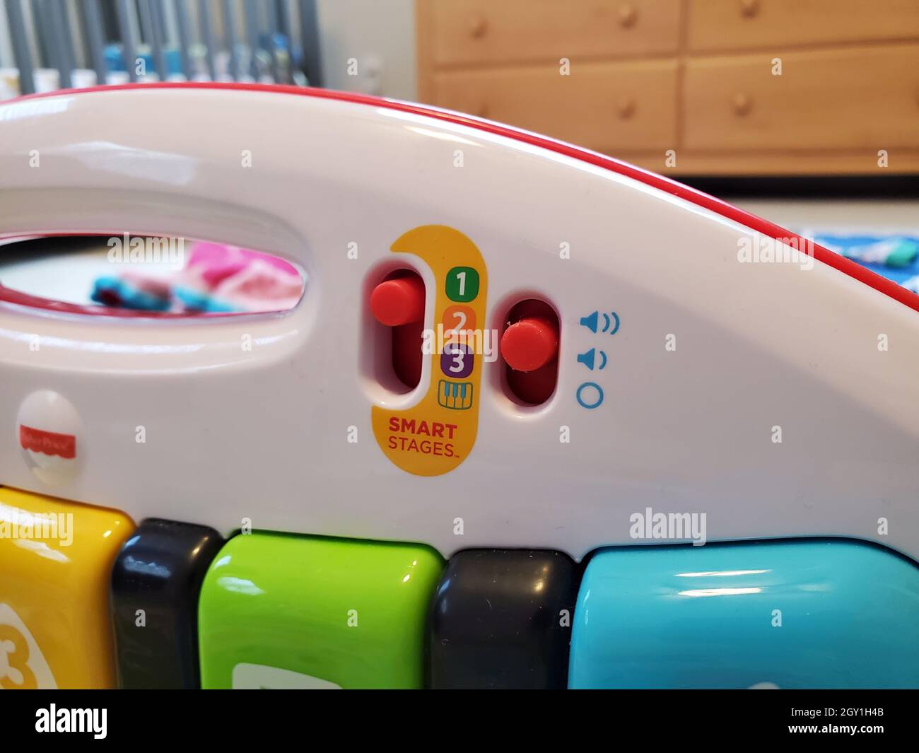 Detail view of Fisher Price brand child's Kick and Play piano gym ...