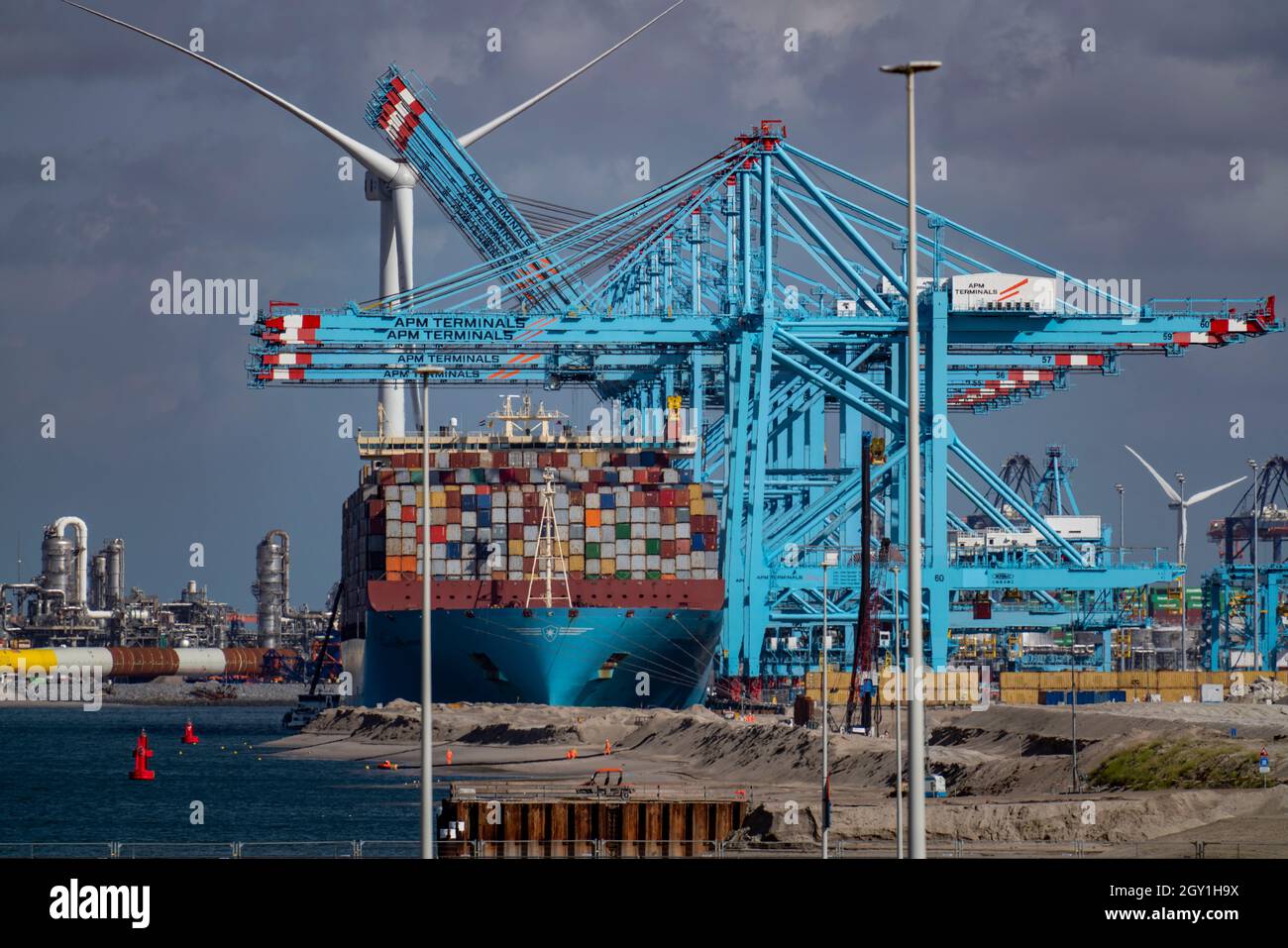 The seaport of Rotterdam, the Netherlands, deep-sea port Maasvlakte 2 ...