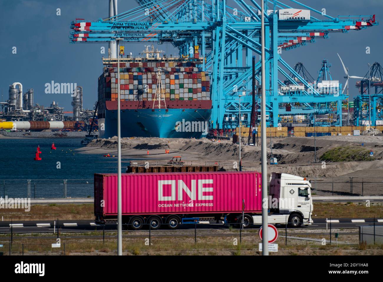 The seaport of Rotterdam, the Netherlands, deep-sea port Maasvlakte 2 ...