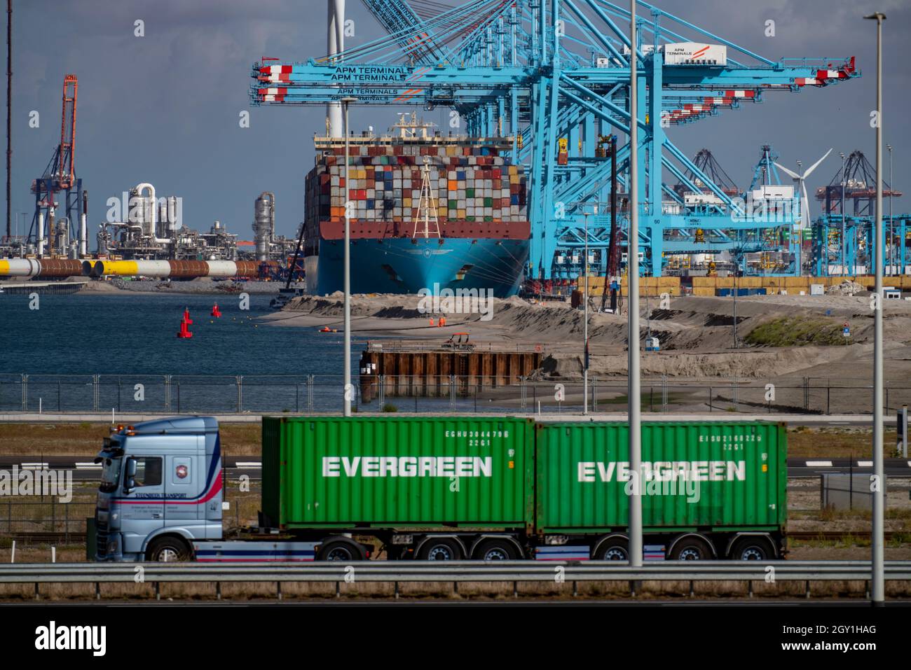The seaport of Rotterdam, the Netherlands, deep-sea port Maasvlakte 2 ...