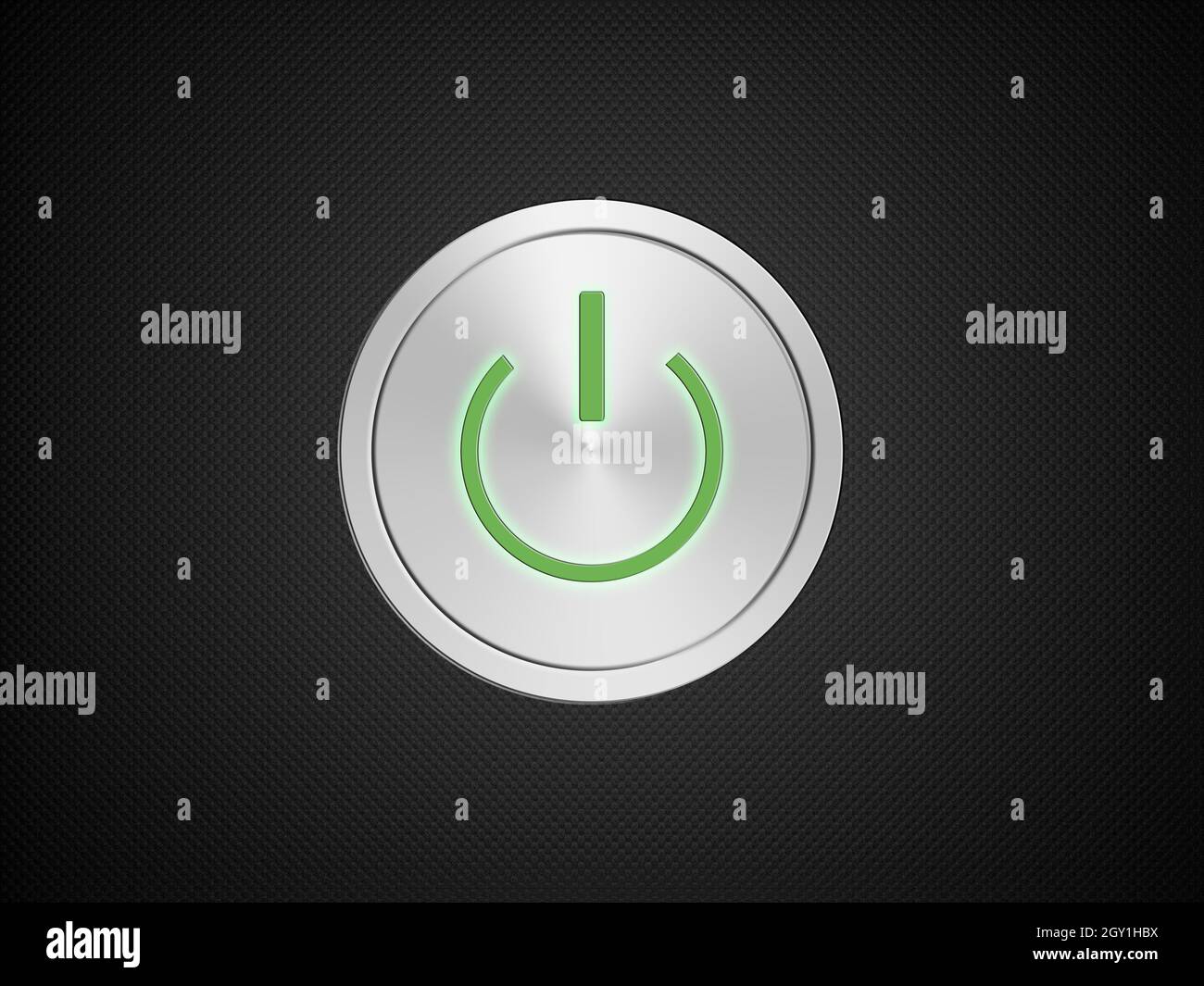 Illustration of an 'ON' button on a carbon fiber background Stock Photo ...