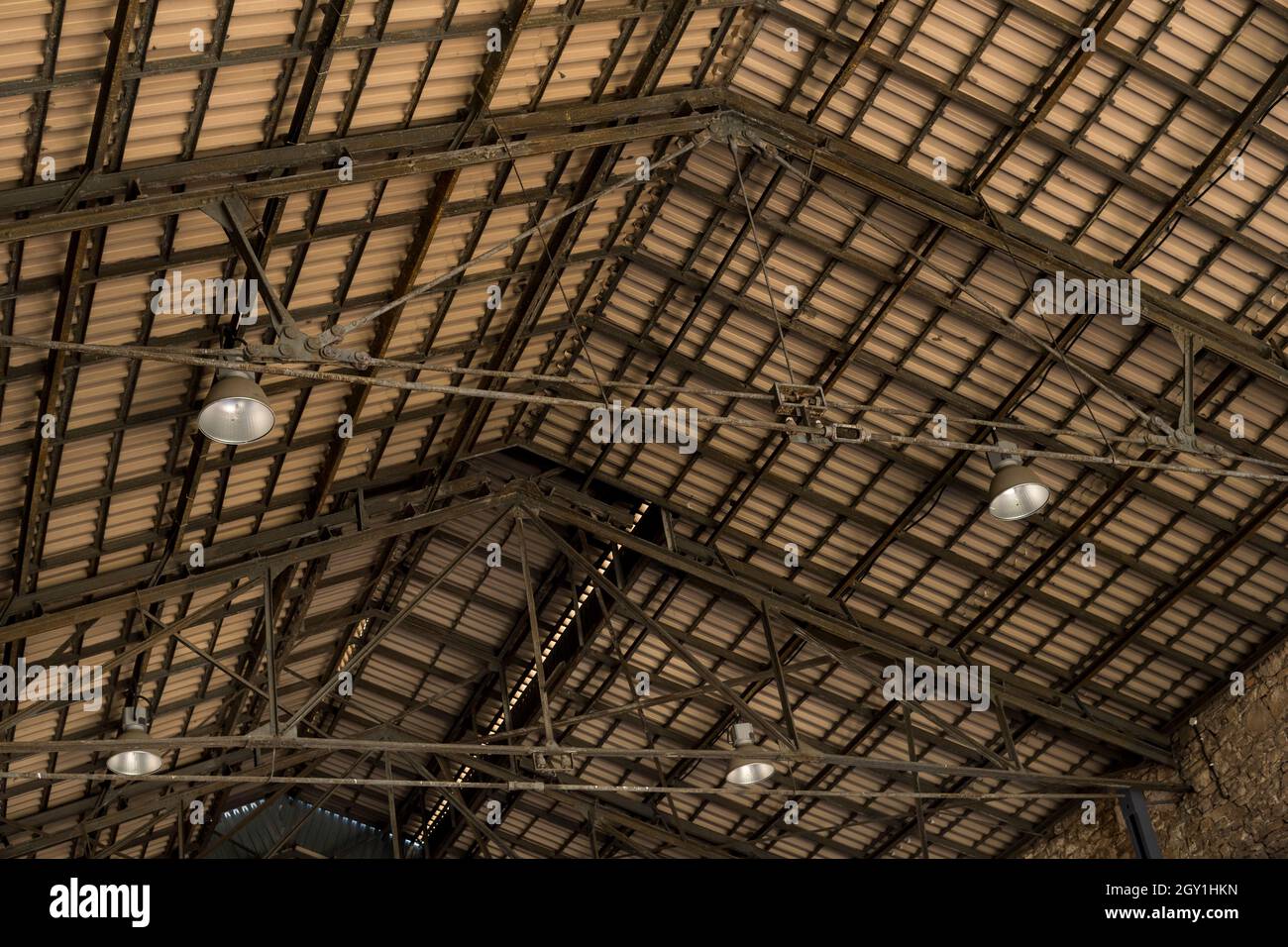 roof construction seen from inside of the building Stock Photo - Alamy
