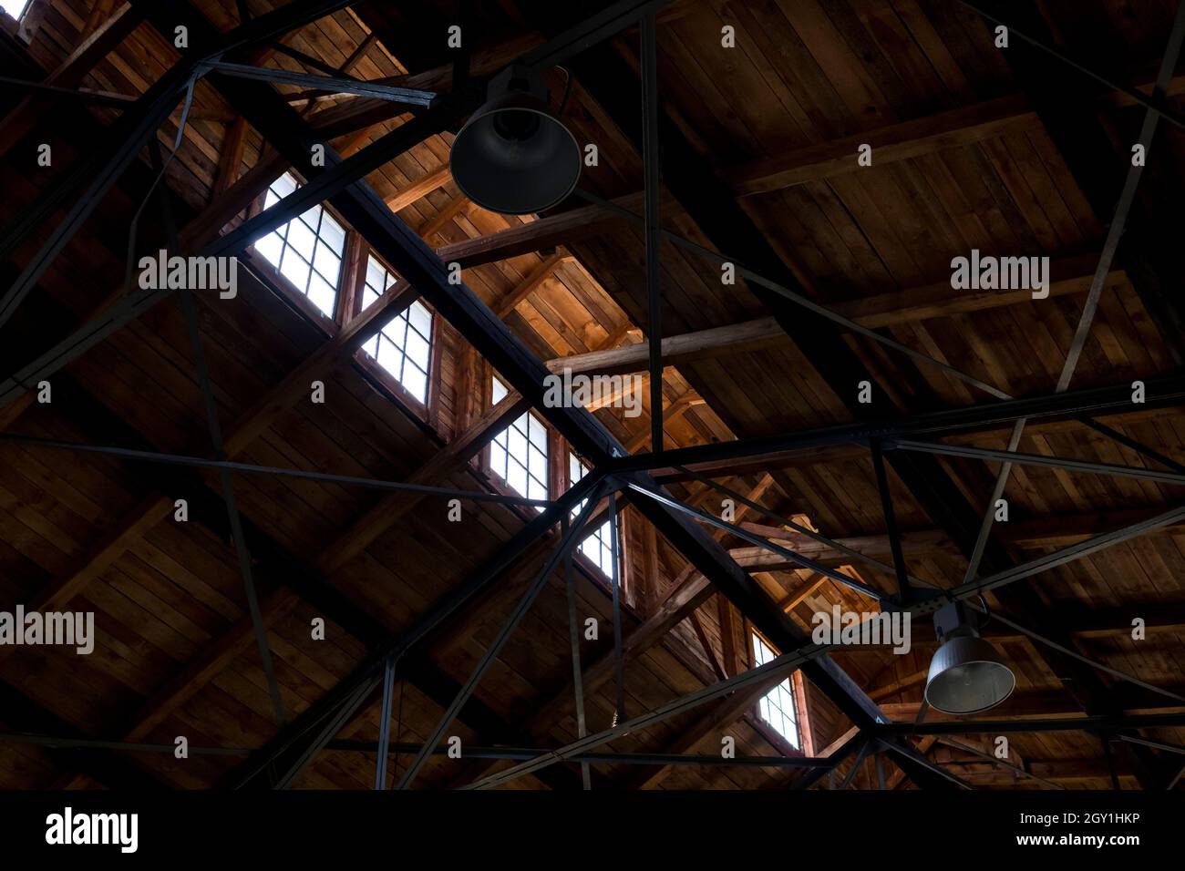 roof construction seen from inside of the building Stock Photo - Alamy