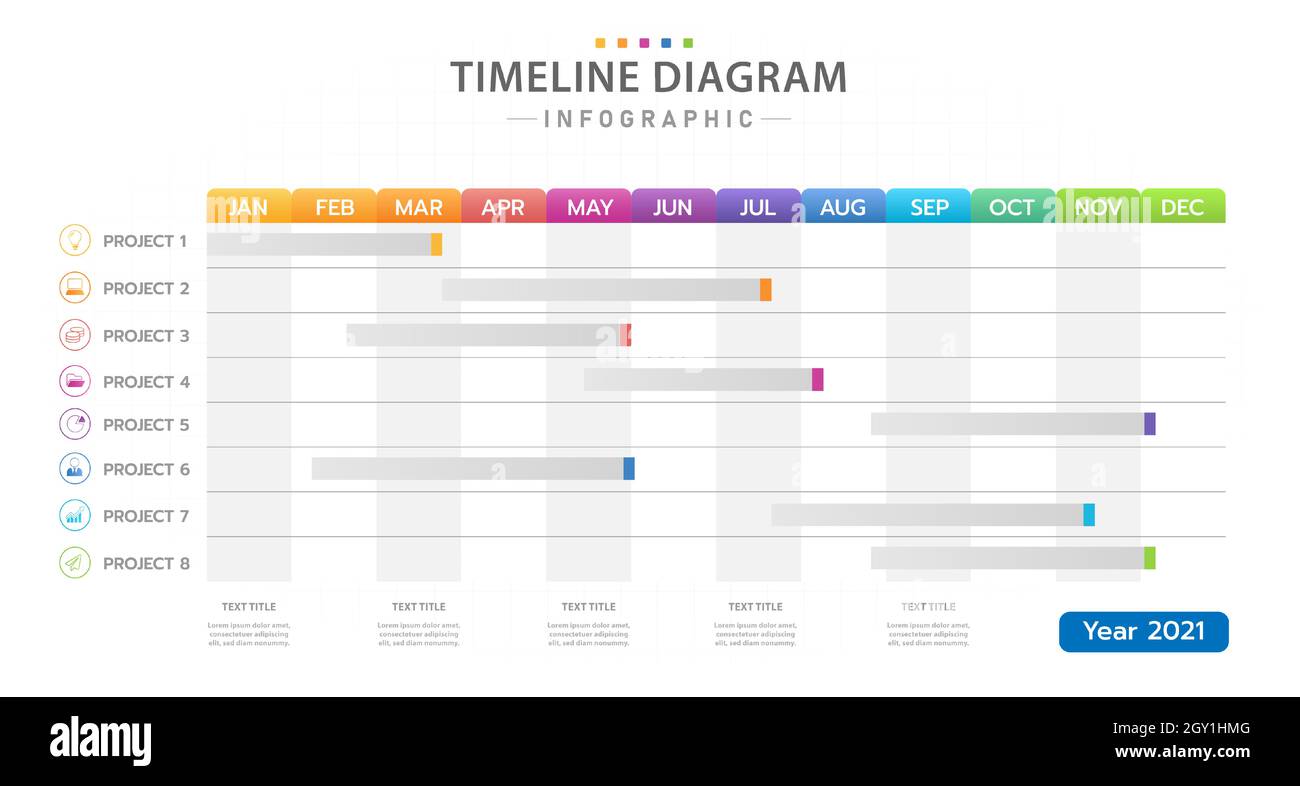 Infographic template for business. Monthly modern Timeline Gantt chart ...