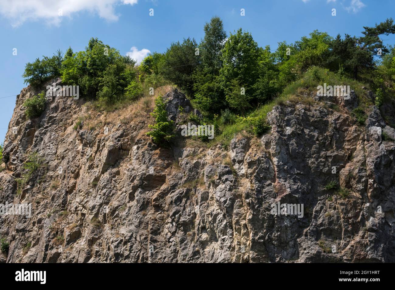 geological landscape of former limestone quarry and current nature ...