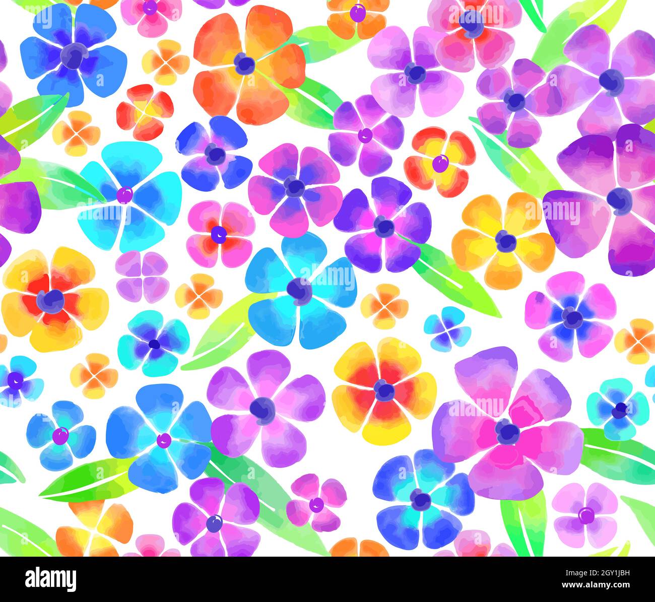 Floral seamless background pattern. Colorful flowers hand drawn, vector ...