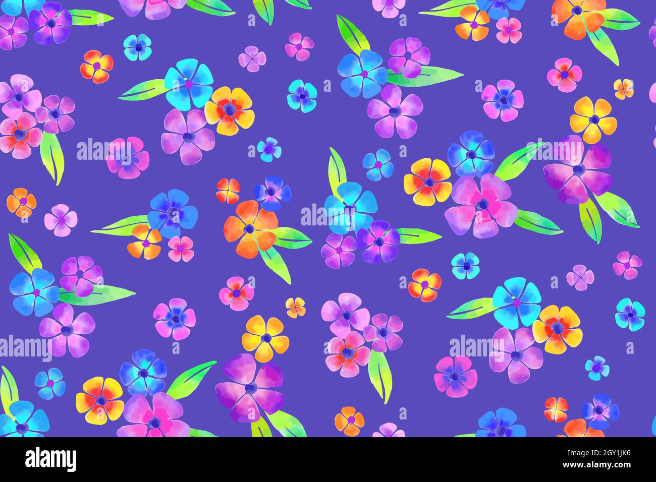 Floral seamless background pattern. Colorful flowers hand drawn, vector ...