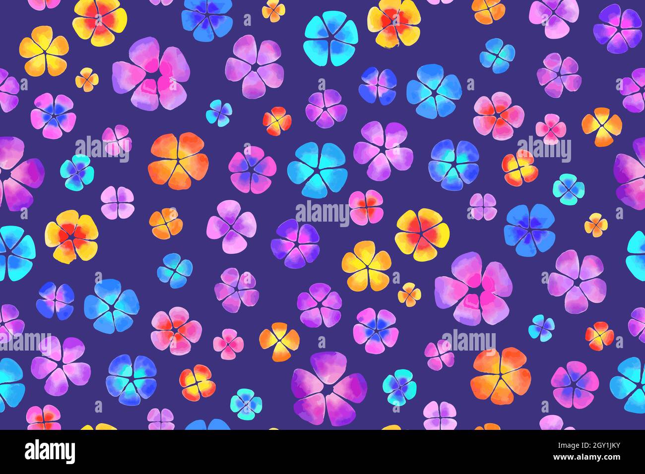 Floral seamless background pattern. Colorful flowers hand drawn, vector ...