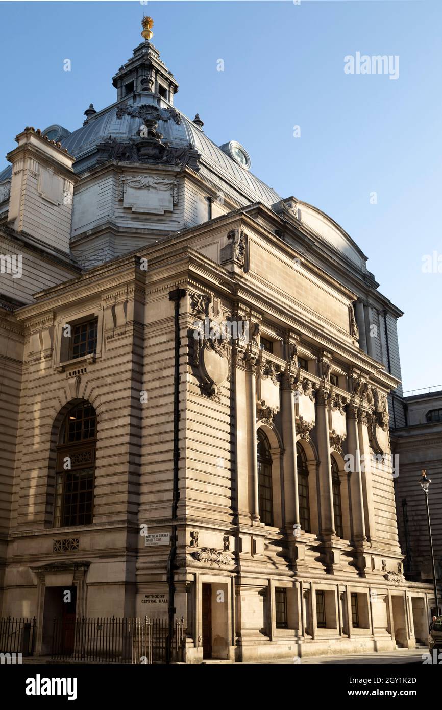 Methodist Central Hall in Westminster, London. The building is a ...