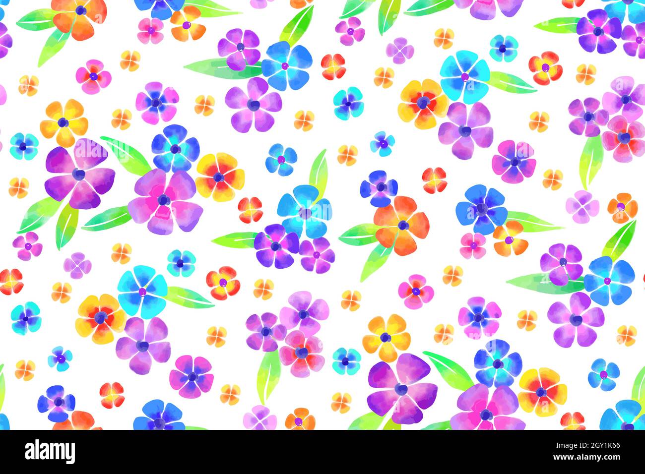 Floral seamless background pattern. Colorful flowers hand drawn, vector ...