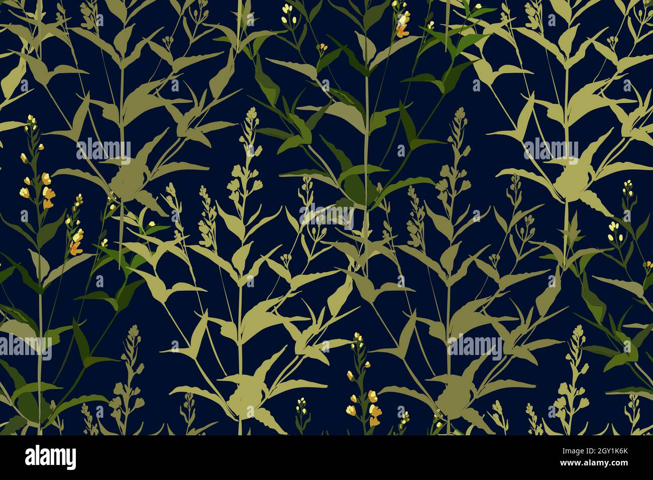 Floral seamless pattern with different flowers and leaves. Botanical ...