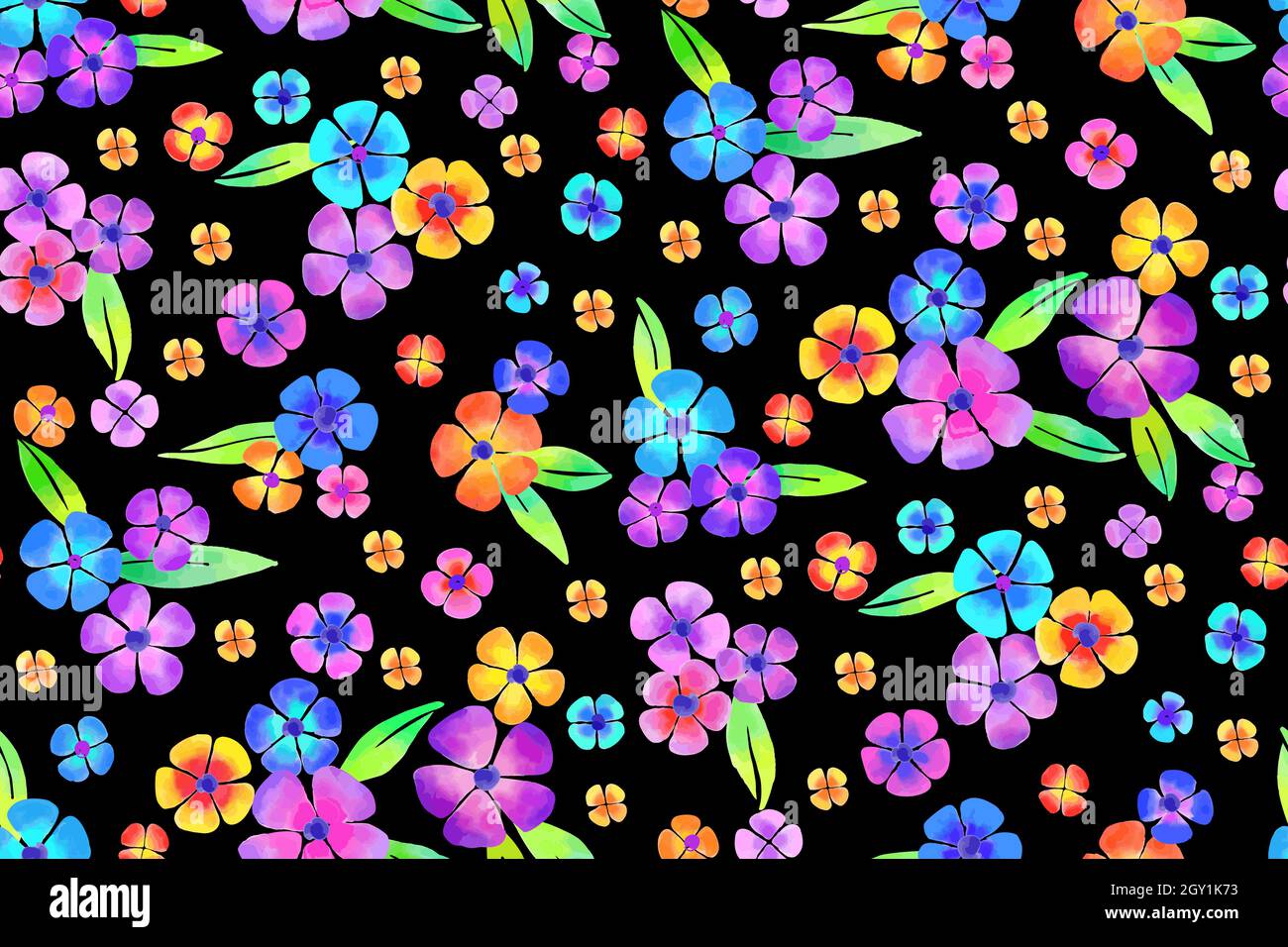 Floral seamless background pattern. Colorful flowers hand drawn, vector ...