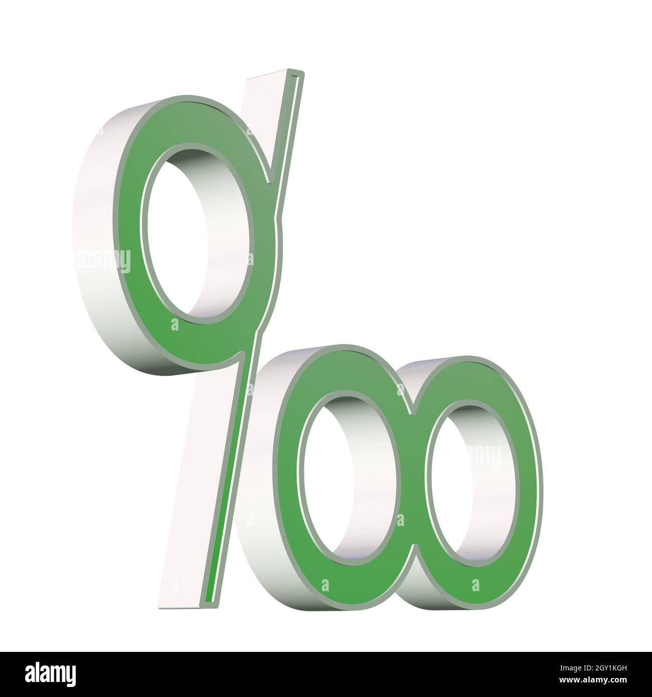 Symbol for per thousand, 3D illustration, against white background ...