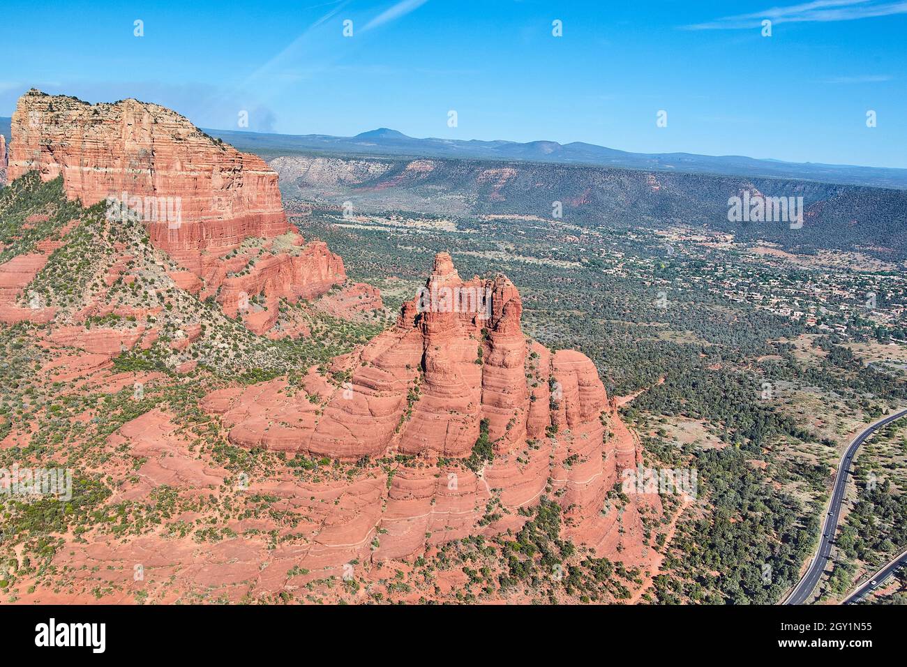 Aerial red rock canyon road hi-res stock photography and images - Alamy