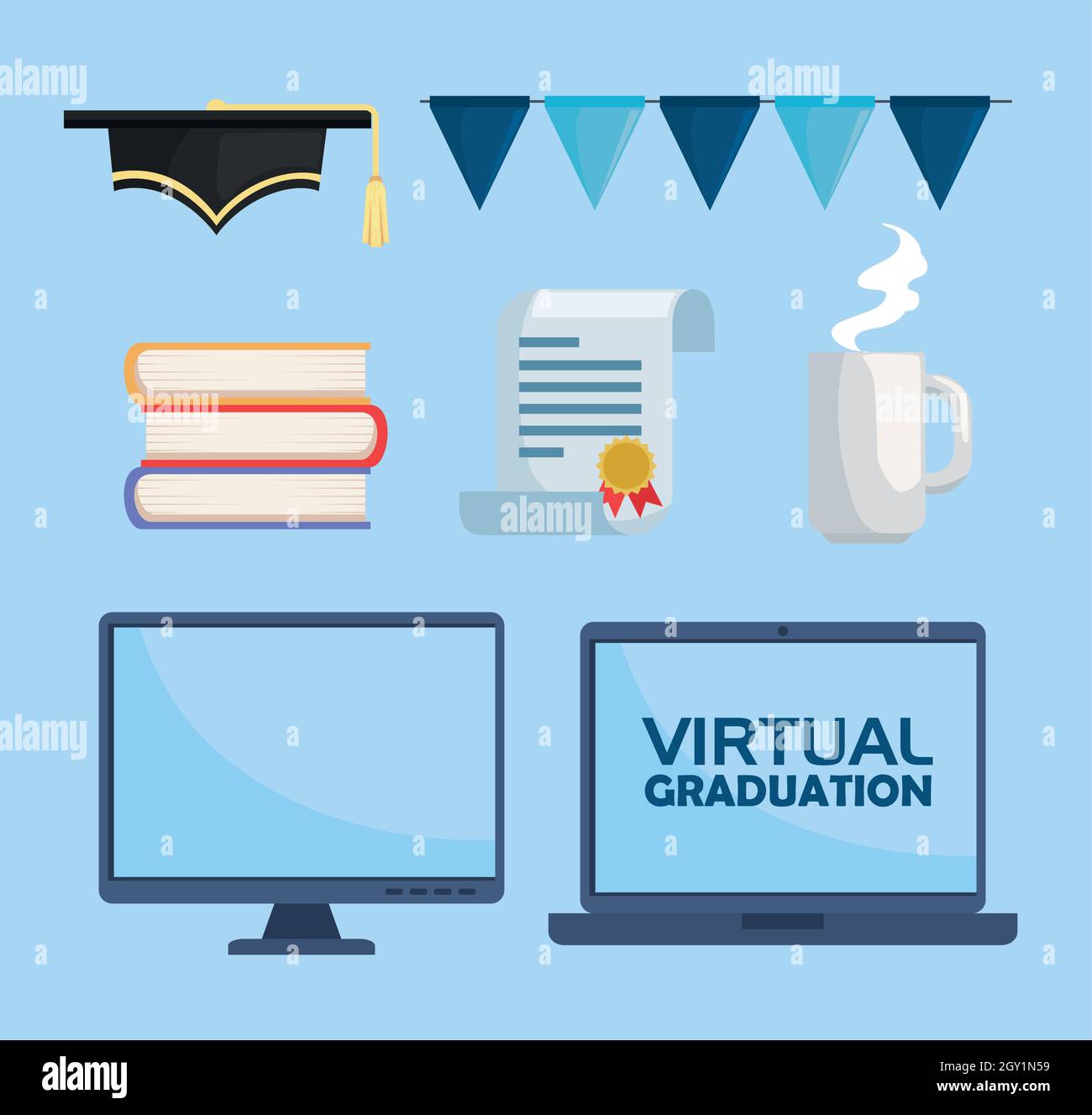 virtual graduation icons Stock Vector Image & Art - Alamy