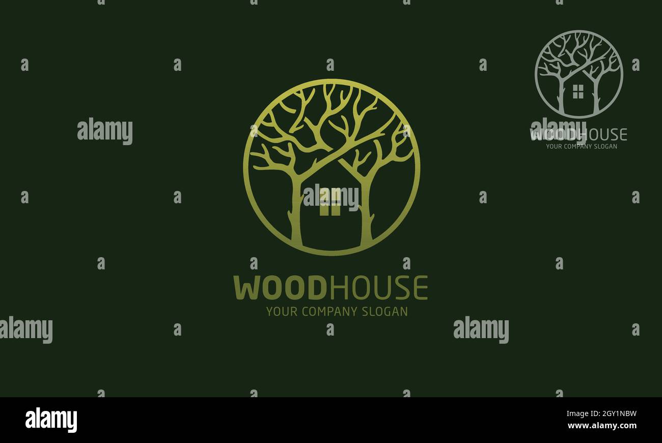 Wood House Vector Logo Template. Design template of two trees ...