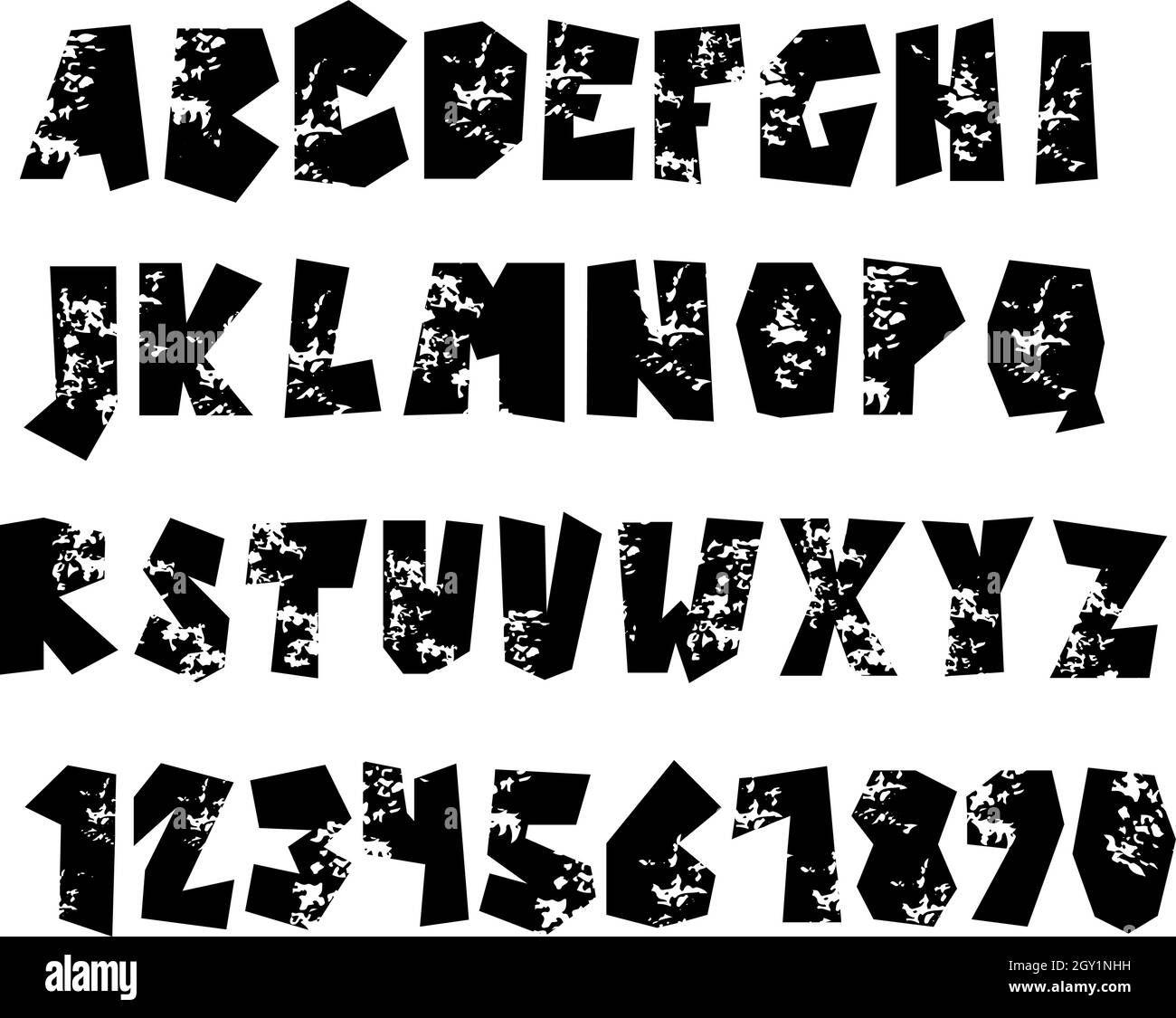 Vector hand draw alphabet font of grunge letters and numbers isolated ...
