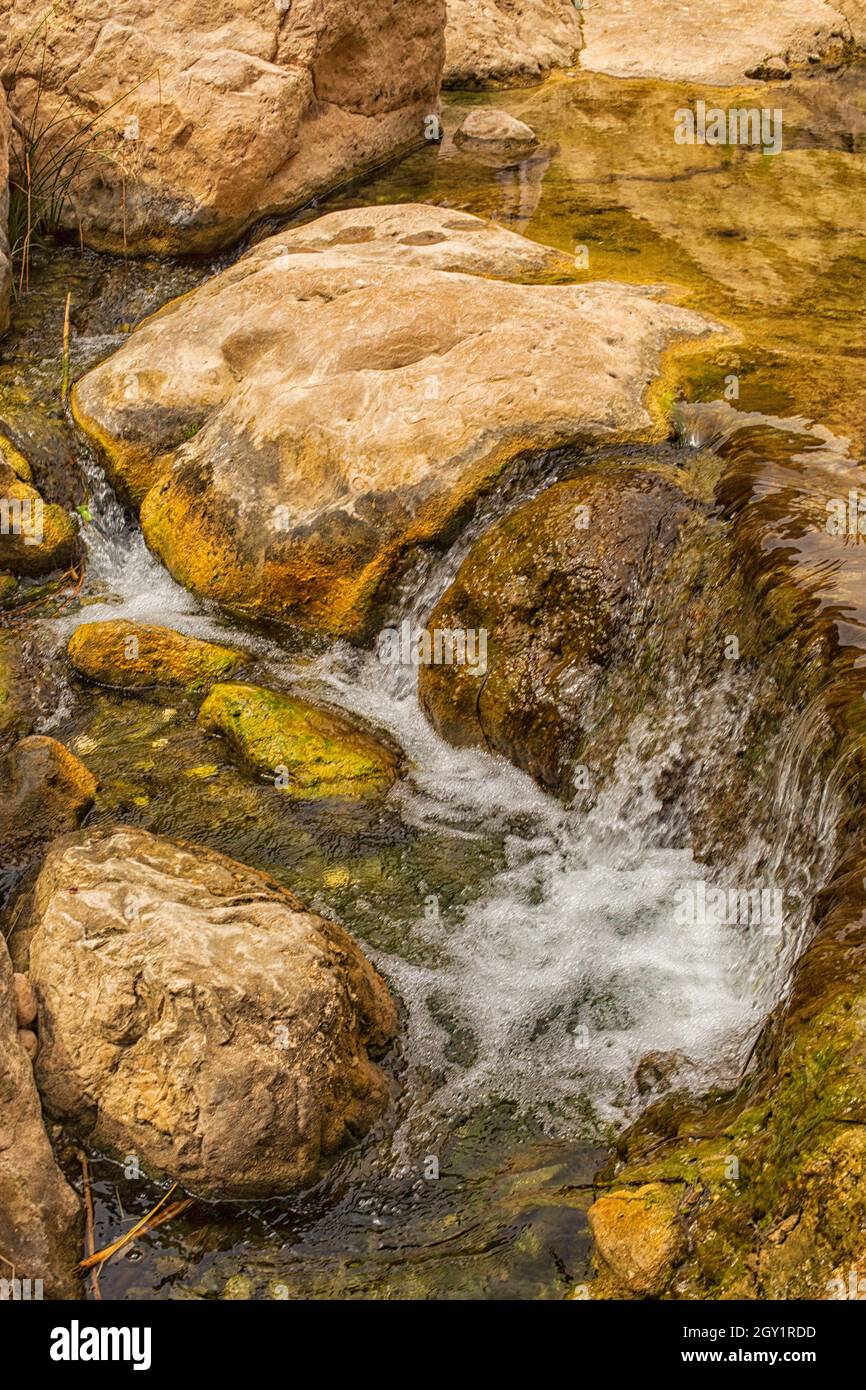 Wadi Shab river rapids in gorge , Sultanate of Oman Stock Photo - Alamy