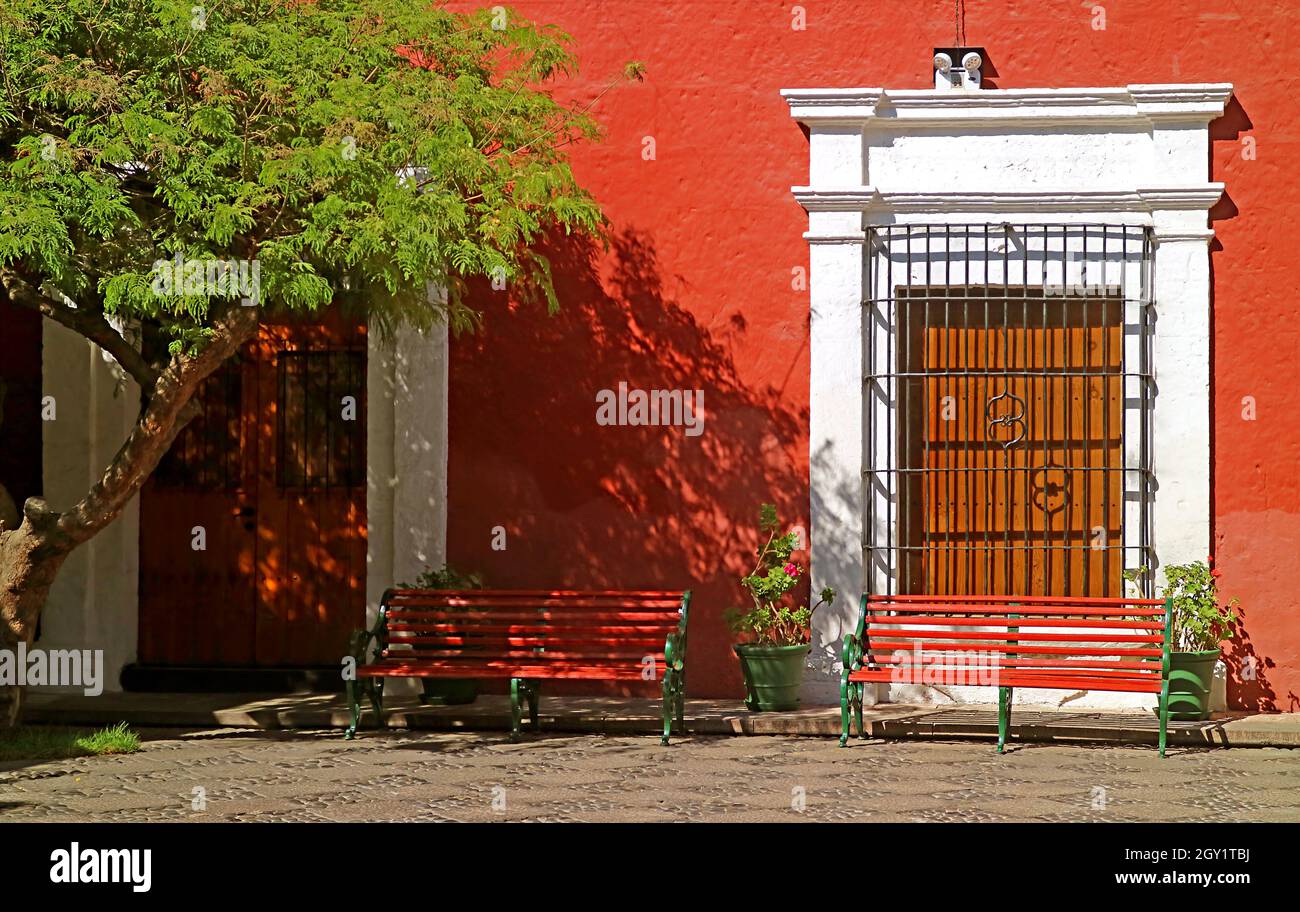 Beautiful Courtyard of a Peruvian Colonial Building in the Sunlight ...