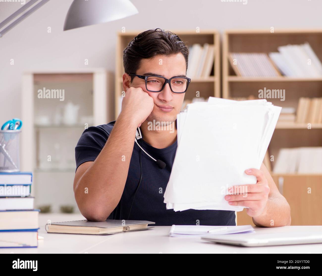 The angry man with too much paperwork to do Stock Photo - Alamy
