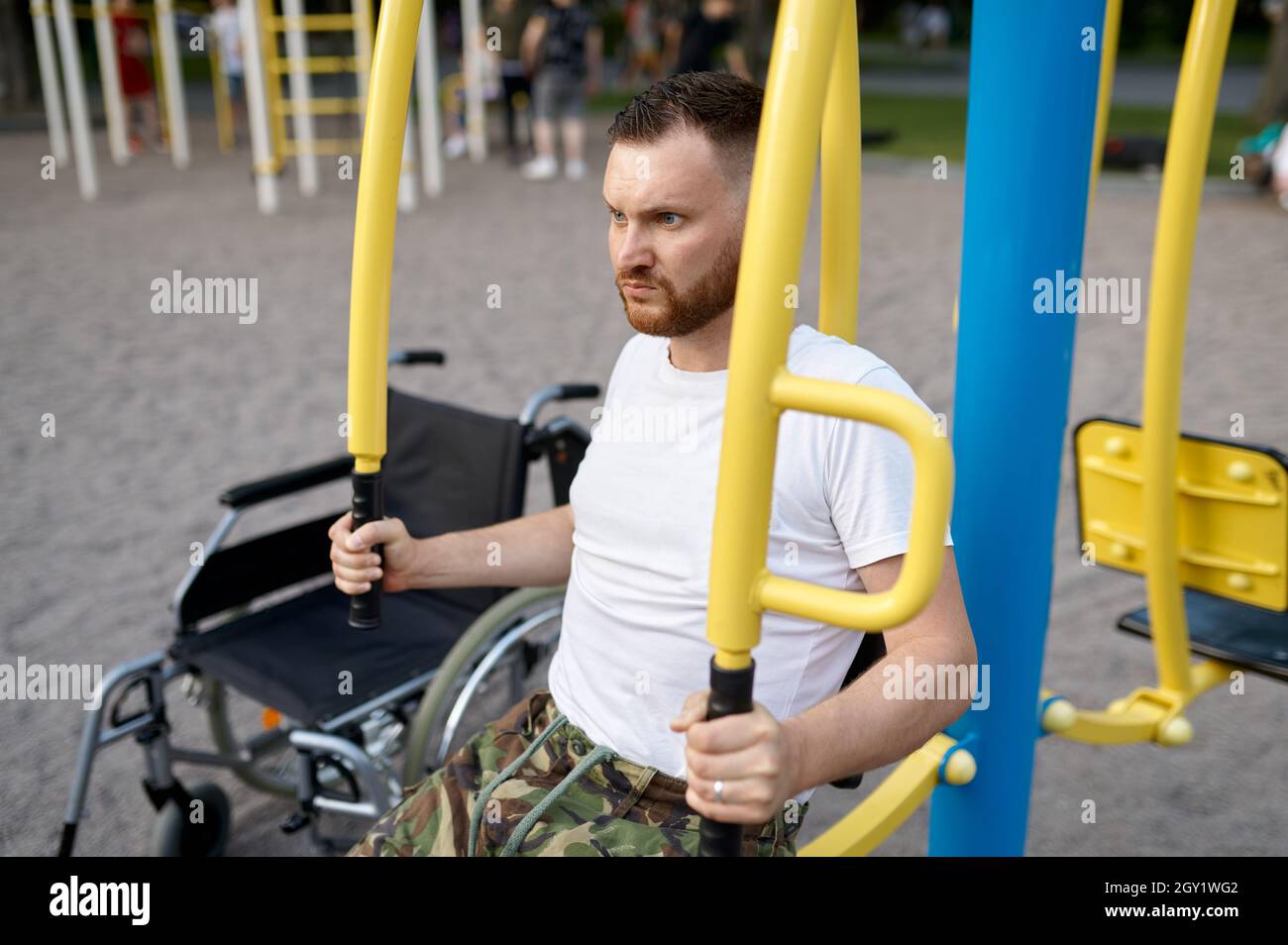 Disabled soldier in wheelchair hi-res stock photography and images - Alamy