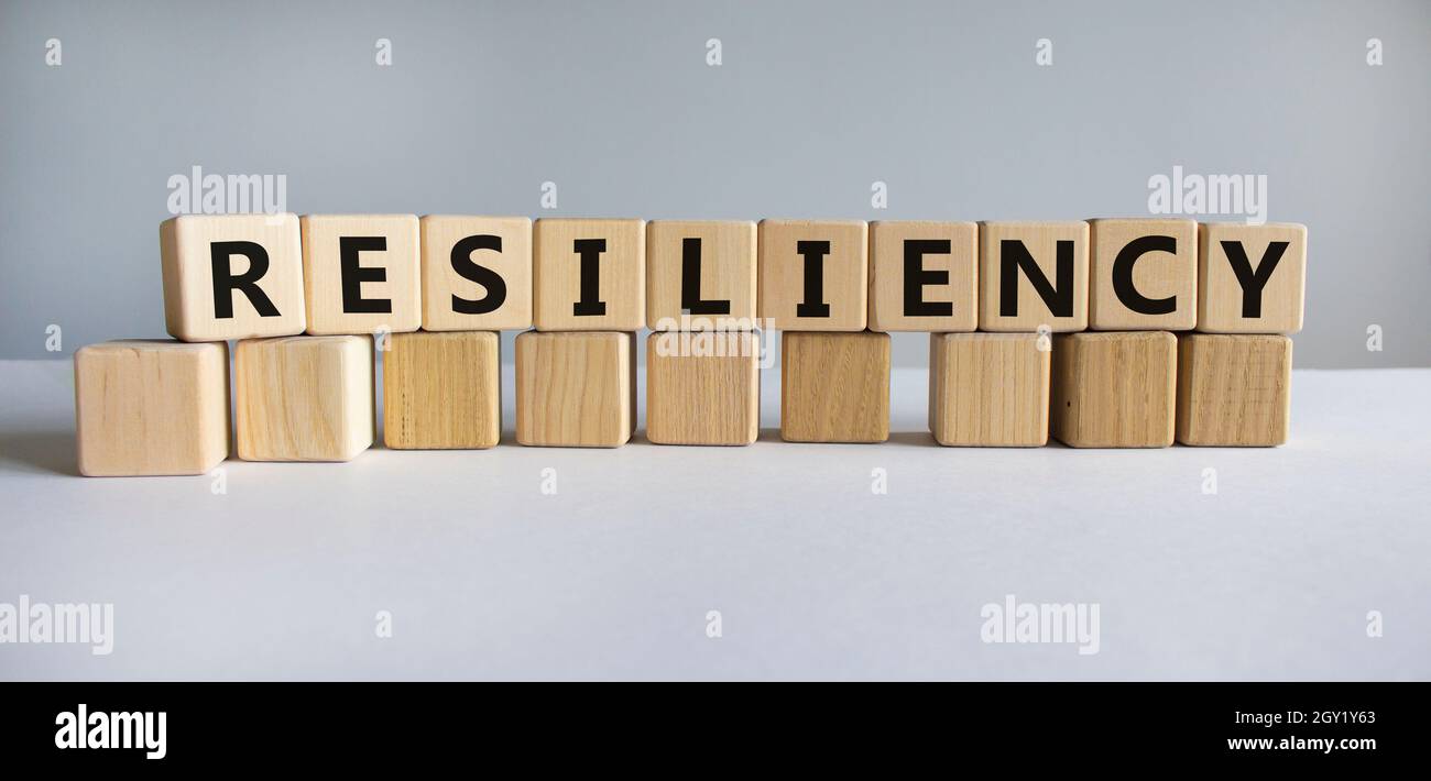 Resiliency symbol. Word 'Resiliency' written on wooden blocks. Copy ...