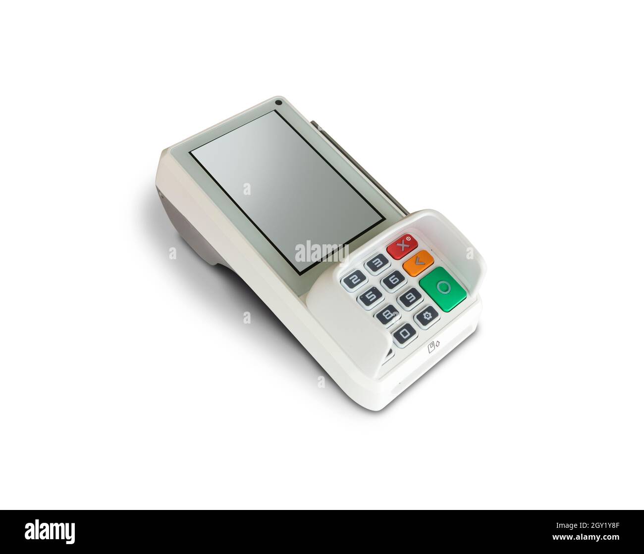 Credit card terminal isolated on white background Stock Photo - Alamy