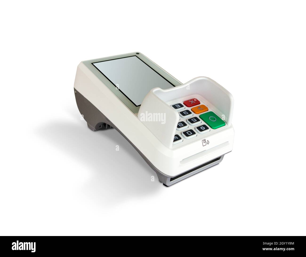 Credit card terminal isolated on white background Stock Photo - Alamy