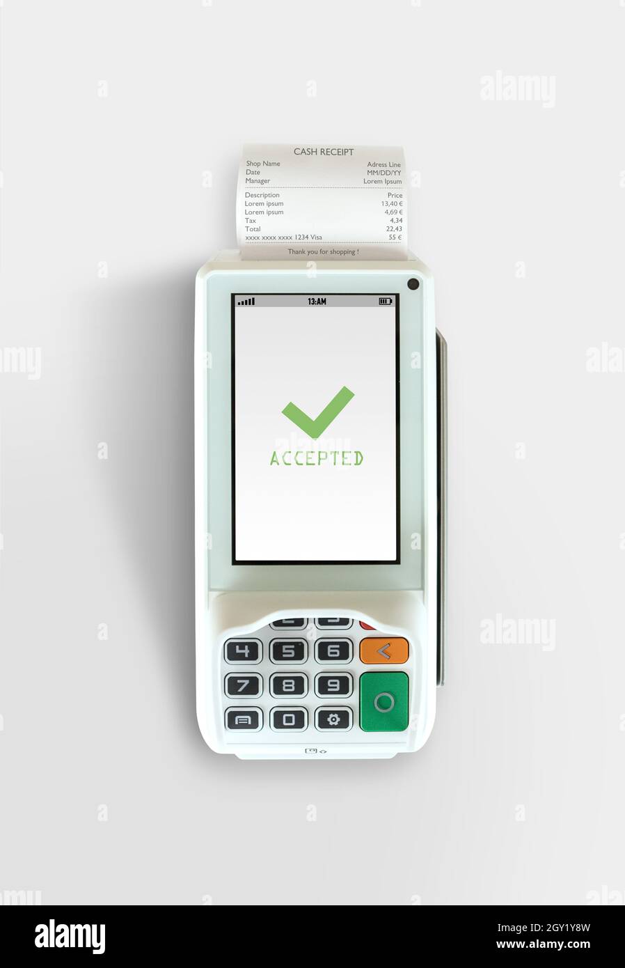 Credit card terminal isolated on white background Stock Photo - Alamy