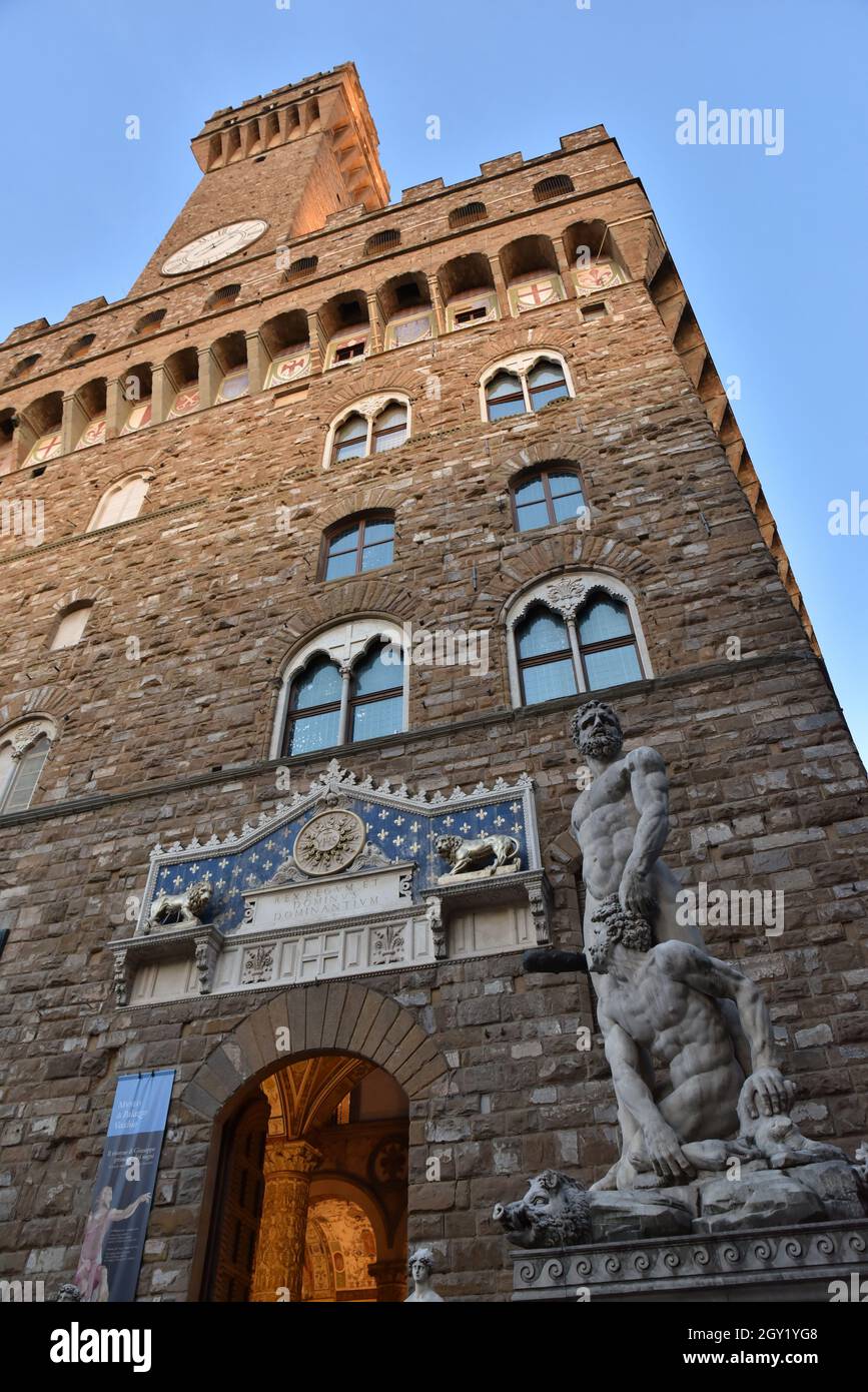 Statue of Hercules killing Cacus in Palazzo Vecchio, Florence, Italy ...
