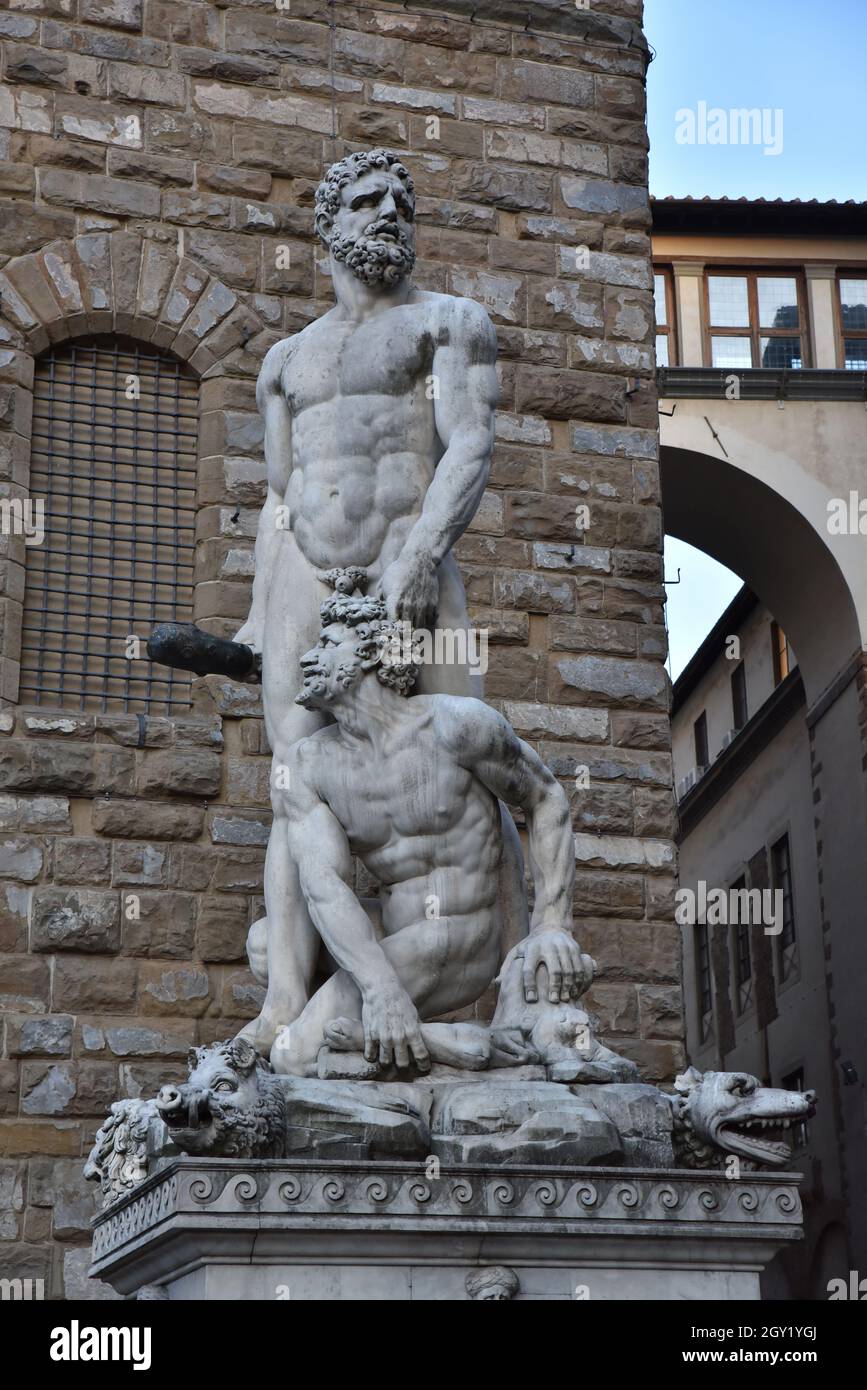 Statue of Hercules killing Cacus in Palazzo Vecchio, Florence, Italy ...