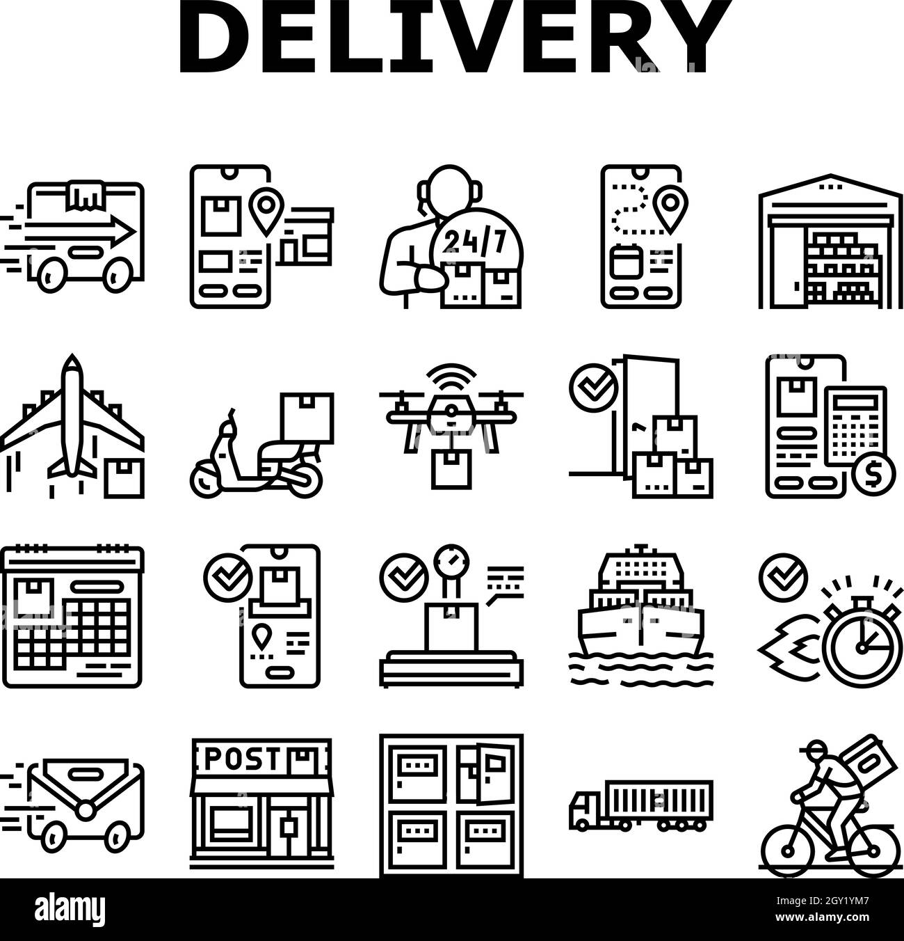 Delivery Service Application Icons Set Vector Stock Vector Image & Art ...