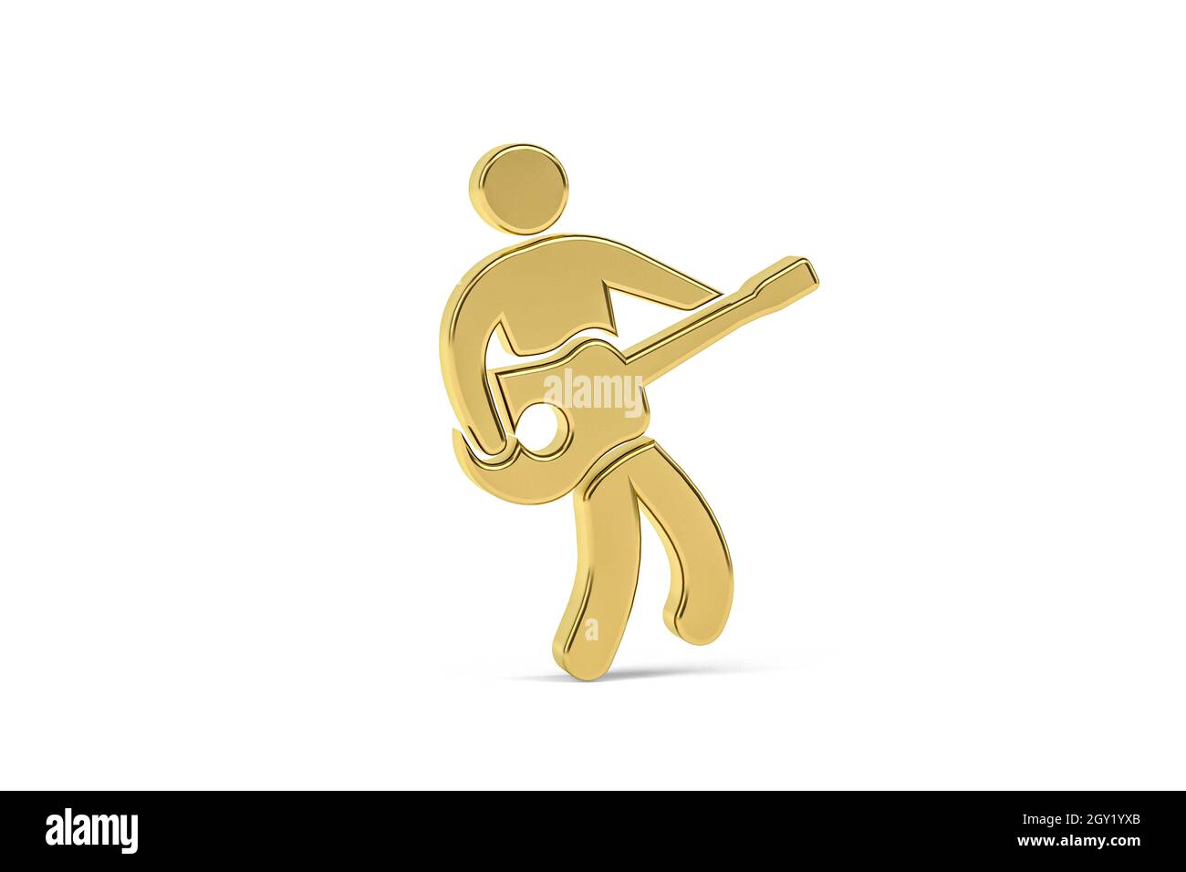 Golden 3d guitarist icon isolated on white background - 3d render Stock ...
