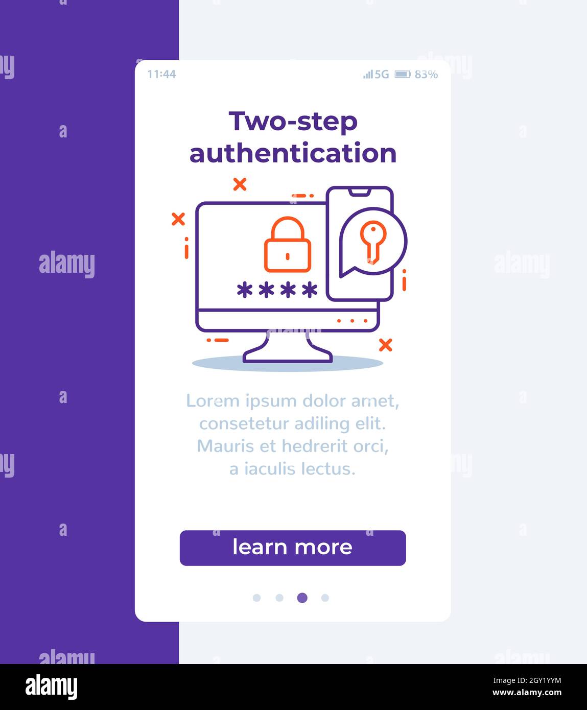 authentication in two steps banner with line icon Stock Vector Image ...