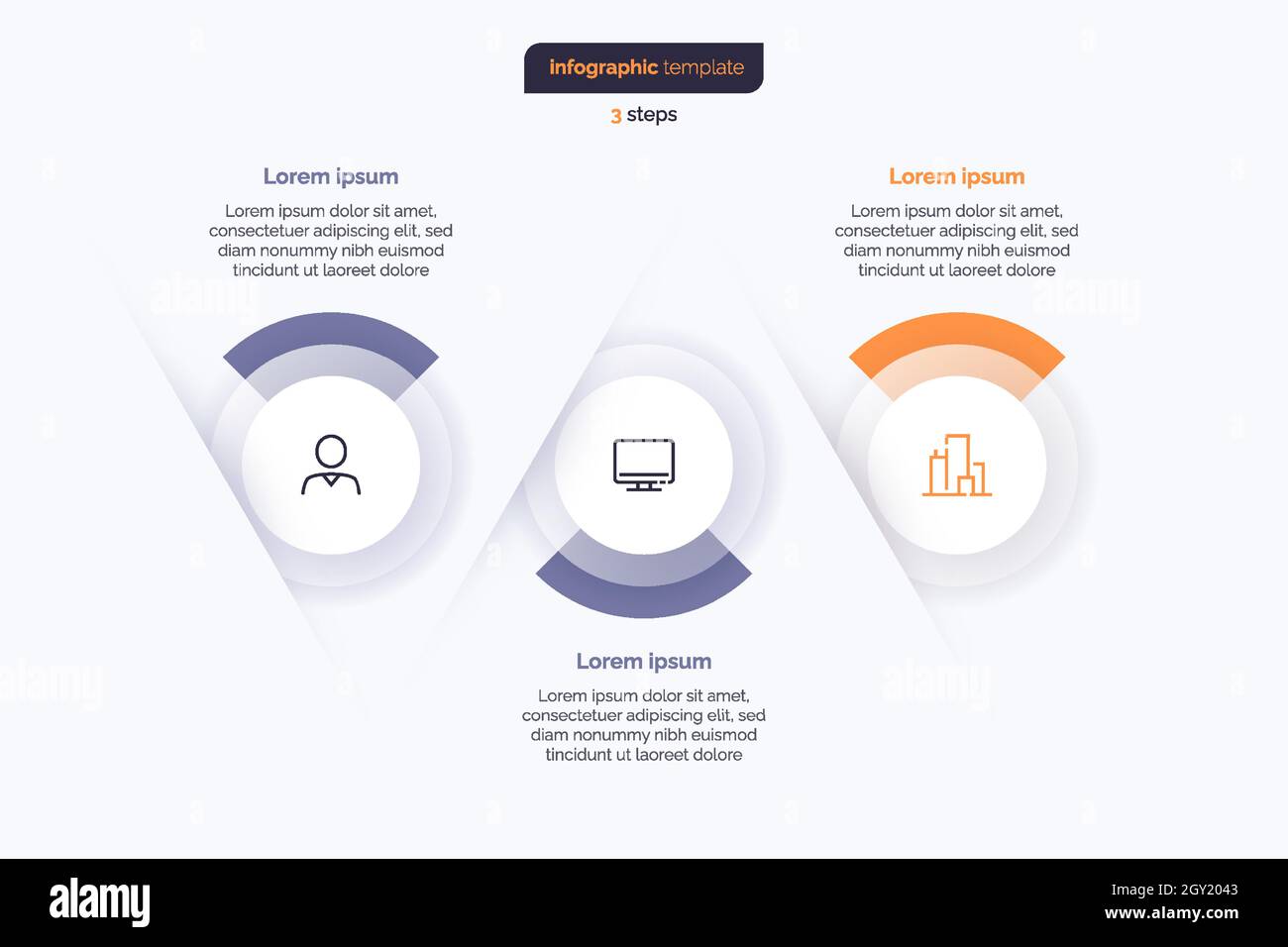 Three step business infographic design template. Vector illustration ...