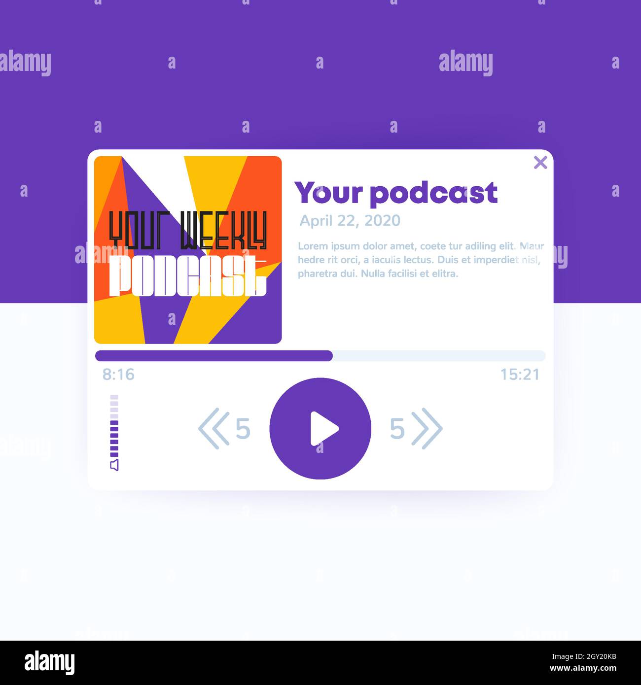 Podcast player, ui design, vector interface Stock Vector Image & Art ...