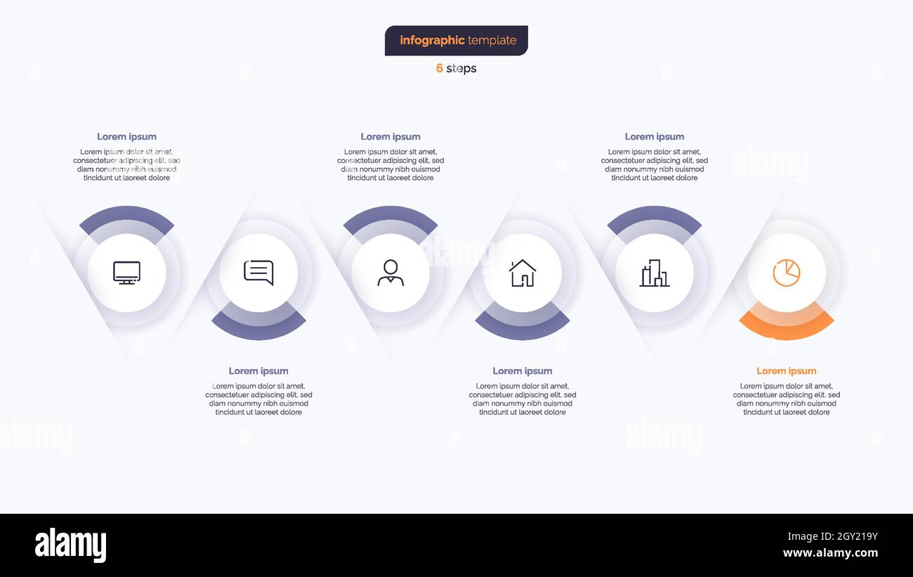Six step business infographic design template. Vector illustration ...