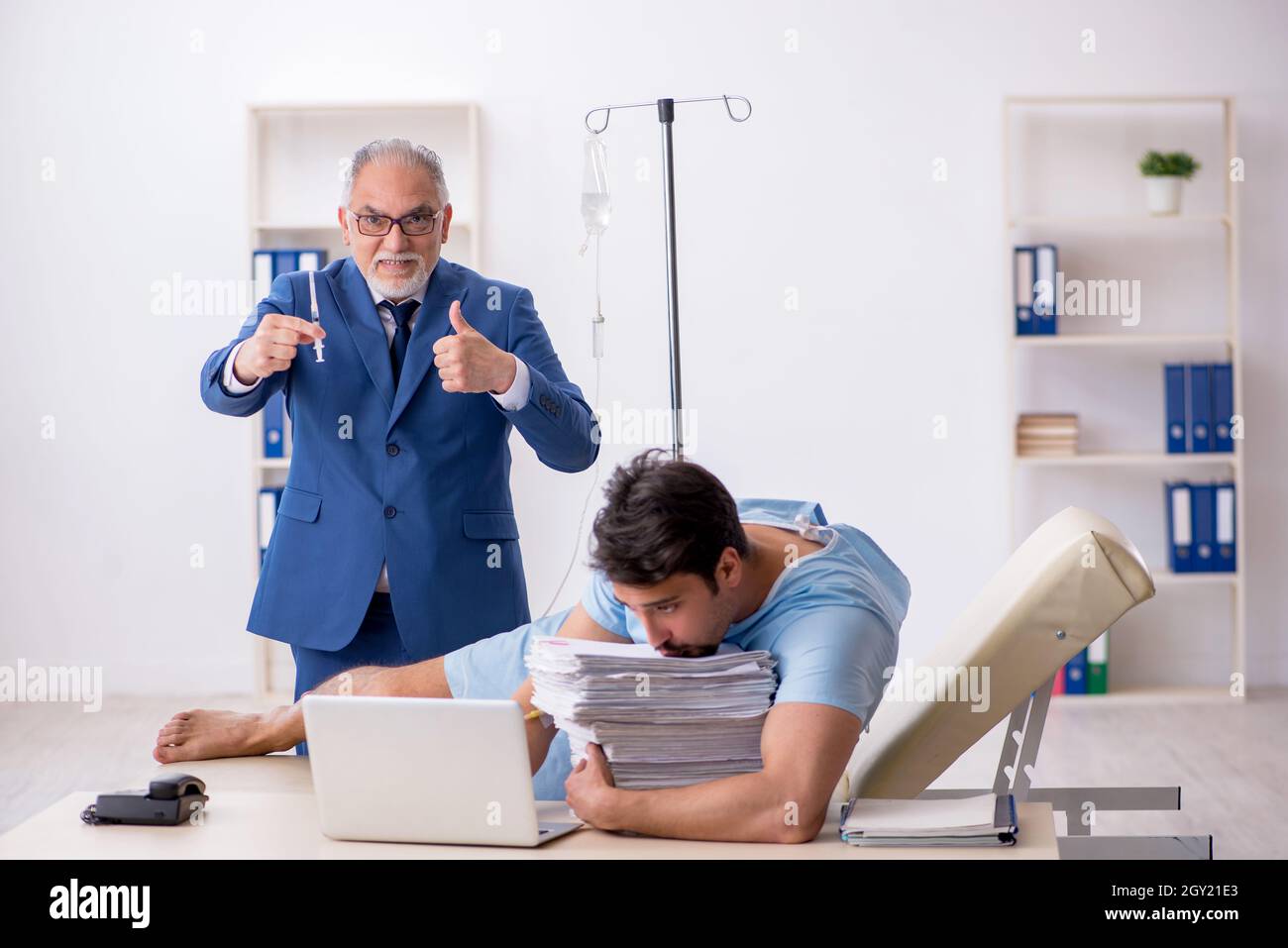 Young employee feeling bad at workplace Stock Photo - Alamy