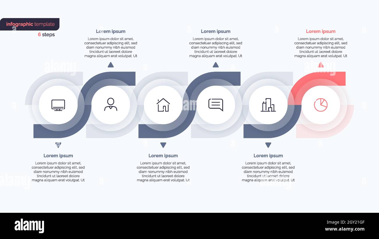 Six step business infographic design template. Vector illustration ...