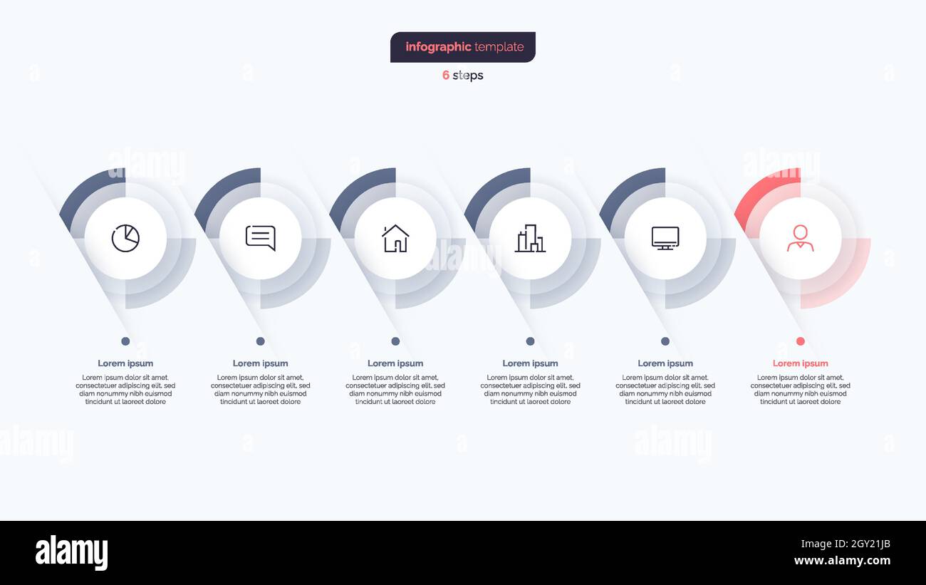 Six step business infographic design template. Vector illustration ...
