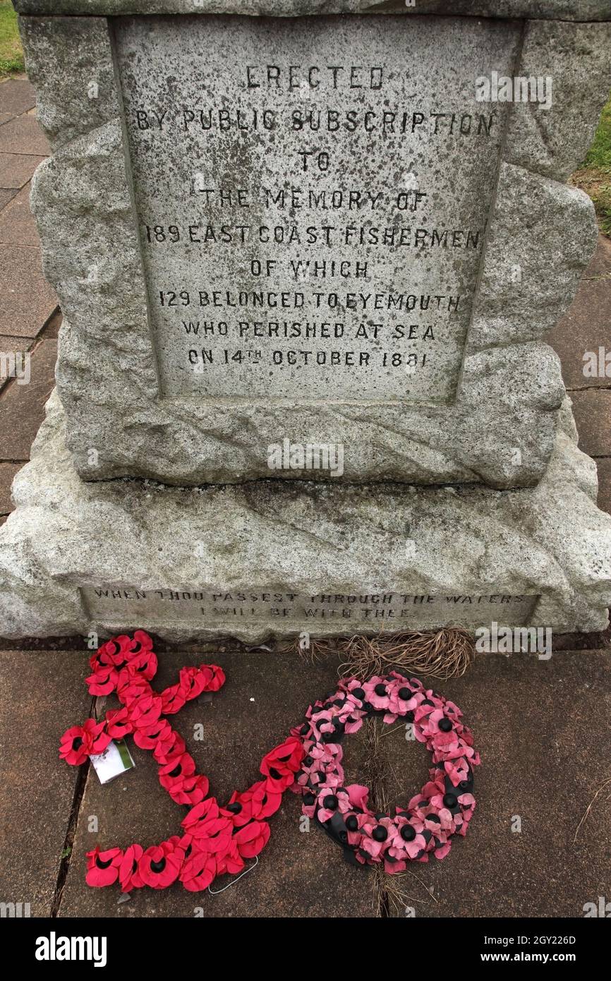 Memorial at Eyemouth, Berwickshire, Scotland, UK, commemorating a storm ...