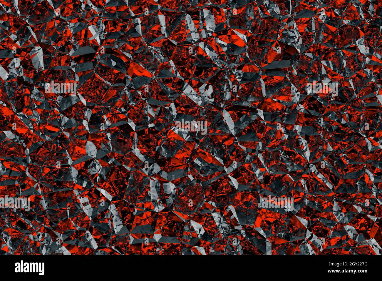 2D illustration of a harsh red and black rocky surface - crumbled paper ...