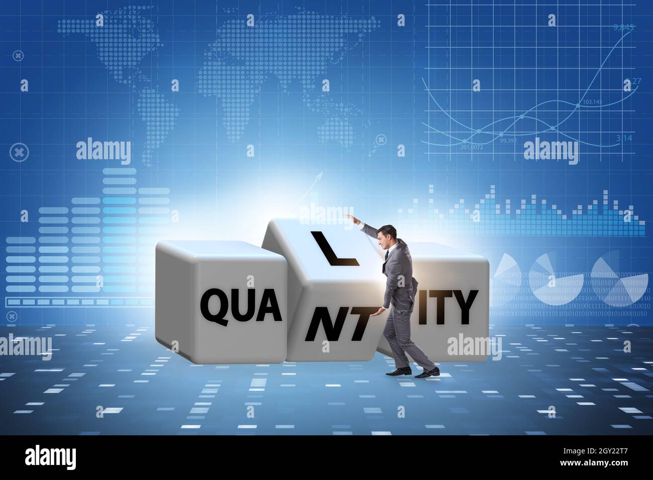 Dilemma of the quantity versus quality Stock Photo - Alamy