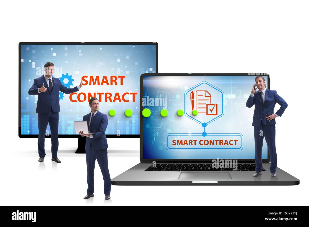 Smart contracts as illustration of the blockchain technology Stock ...