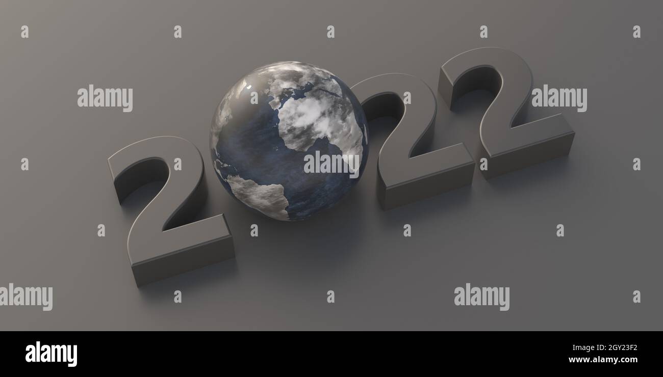 2022 New year Earth day and hour, environment, ecology concept. Number ...