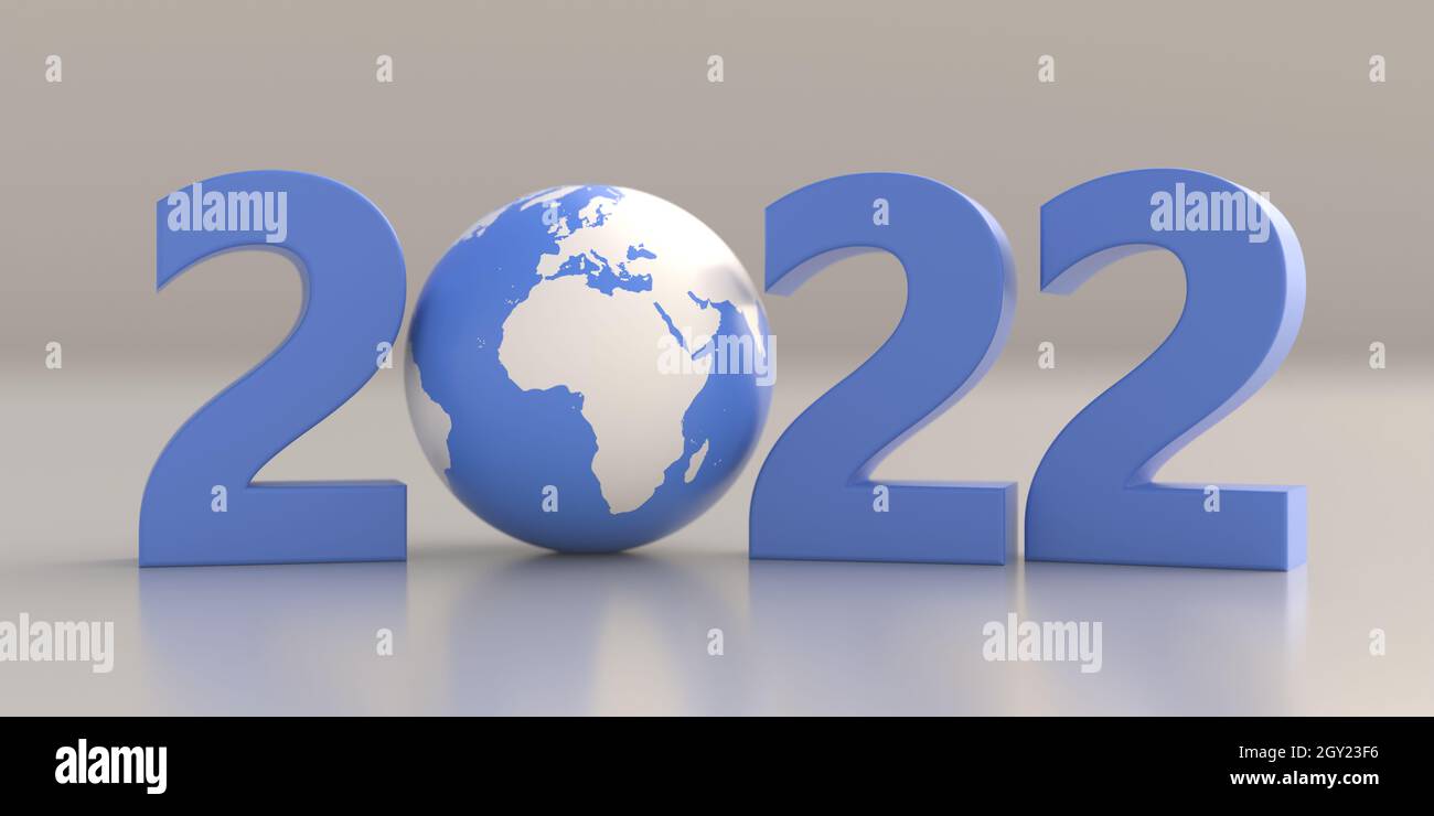 2022 New year Earth day and hour, environment, ecology concept. Number ...