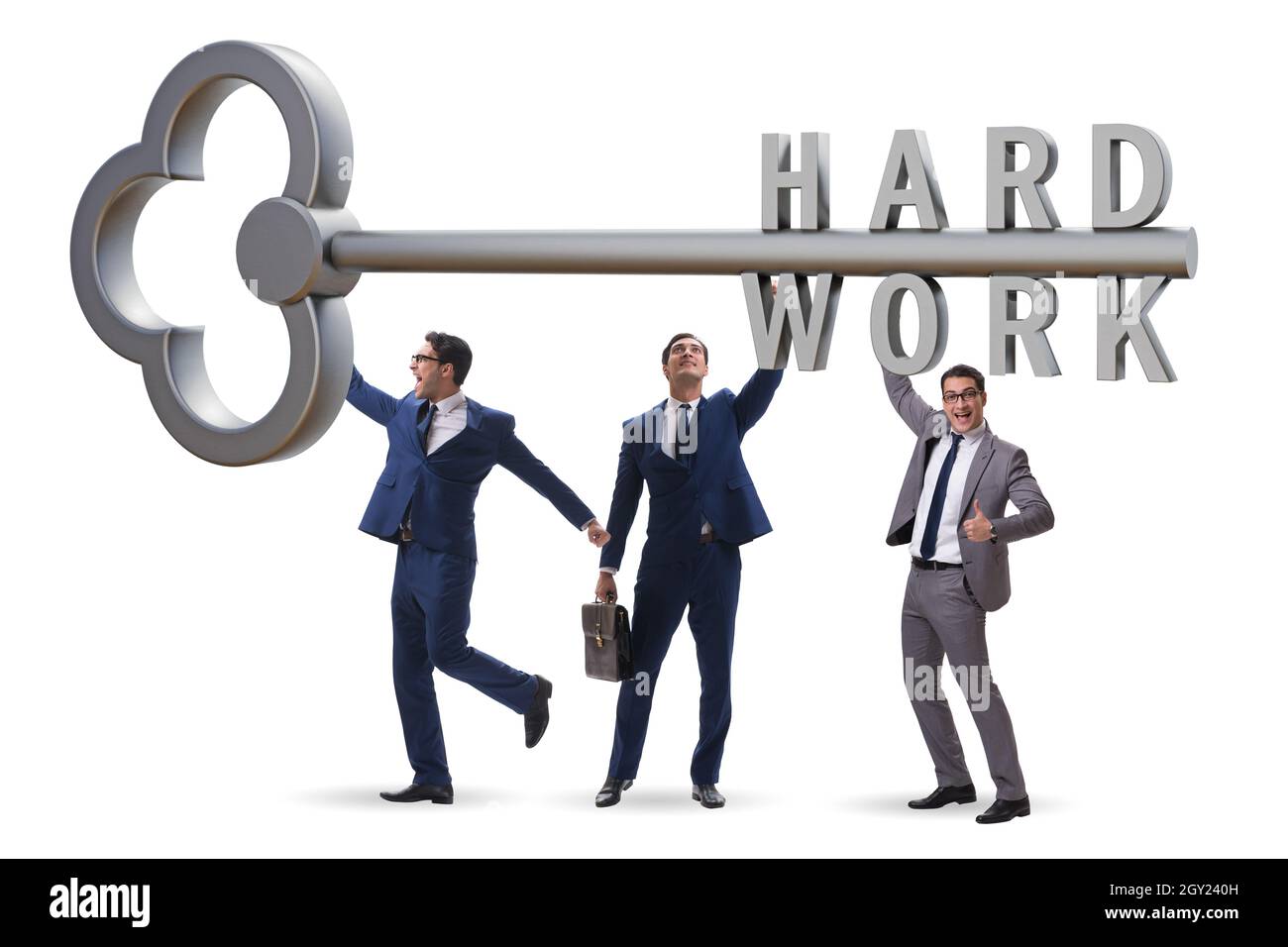 Concept of hard work with the key and businessman Stock Photo - Alamy