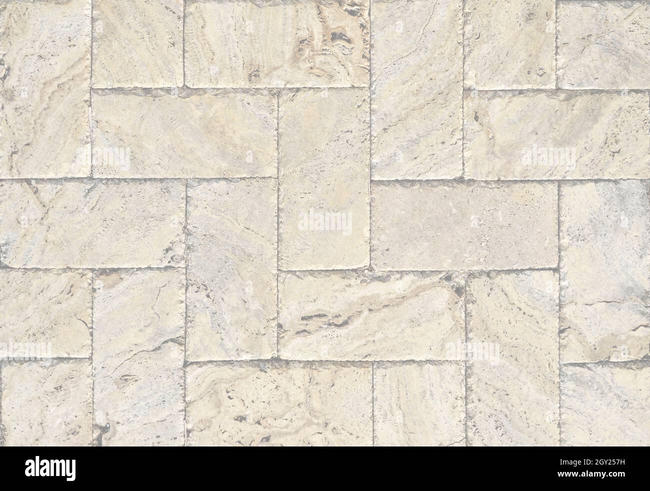 Gray white brick sidewall pavers. Stones laid down on ground pavement ...