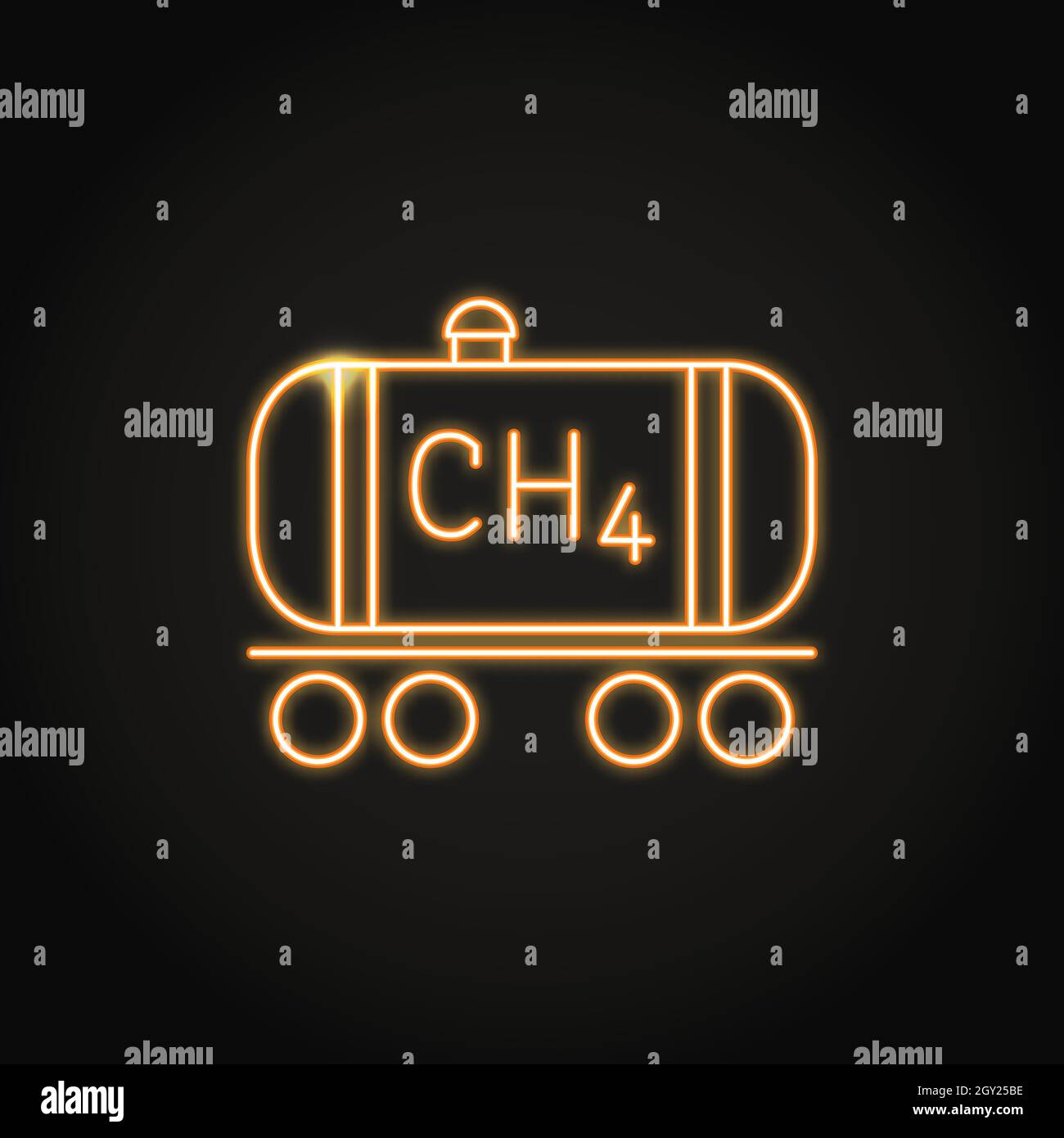 Neon methane gas icon in line style. Rail tanker with natural gas ...